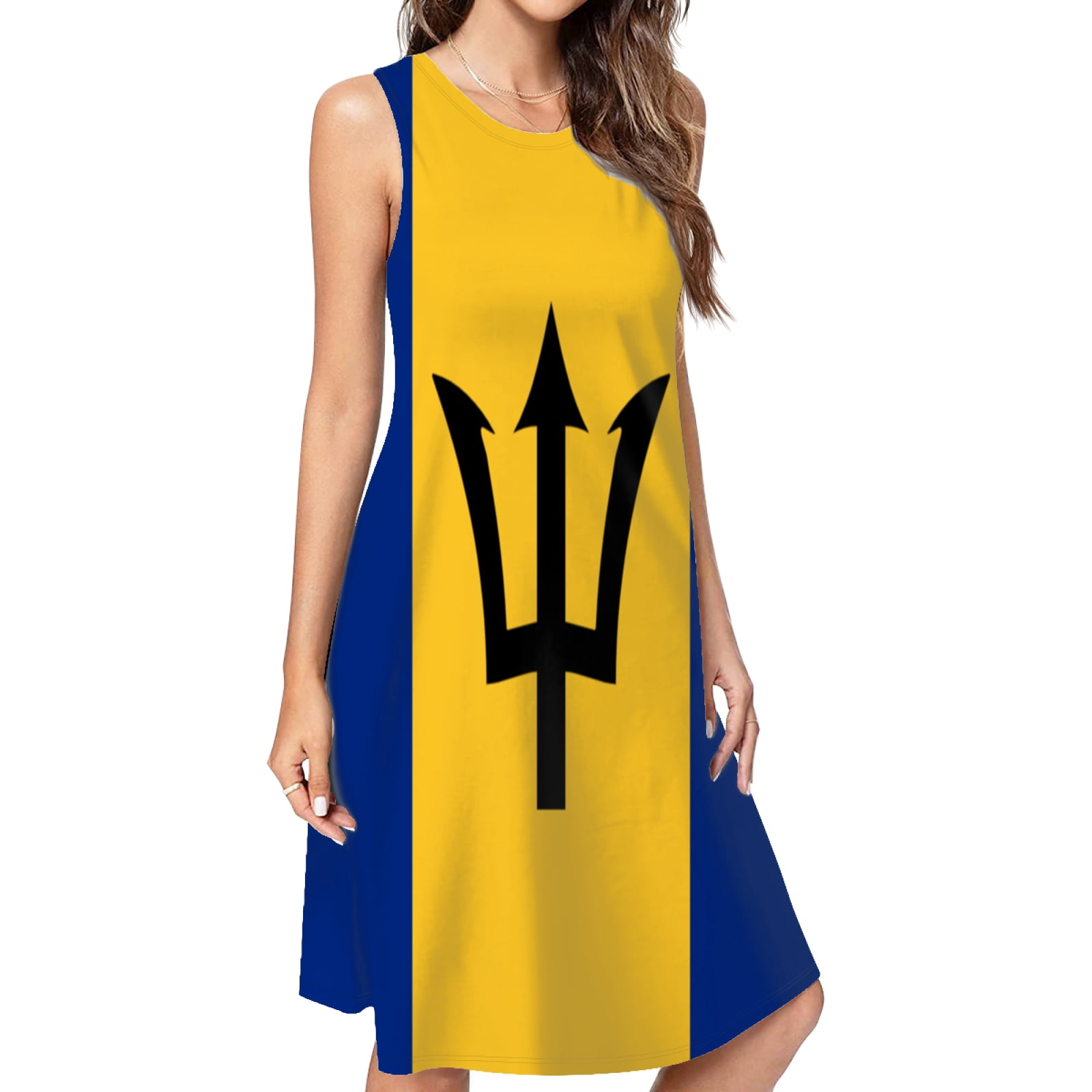 Barbados National Flag Dress Loose Women'S Dress Beach Dresses With ...