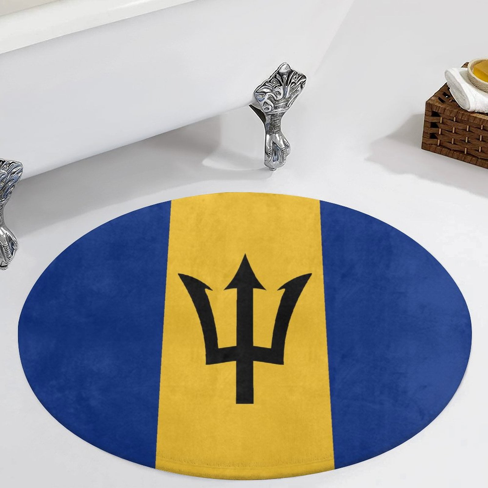 Barbados National Flag Round Carpet Circle Rug Outdoor Patio Area Rug ...