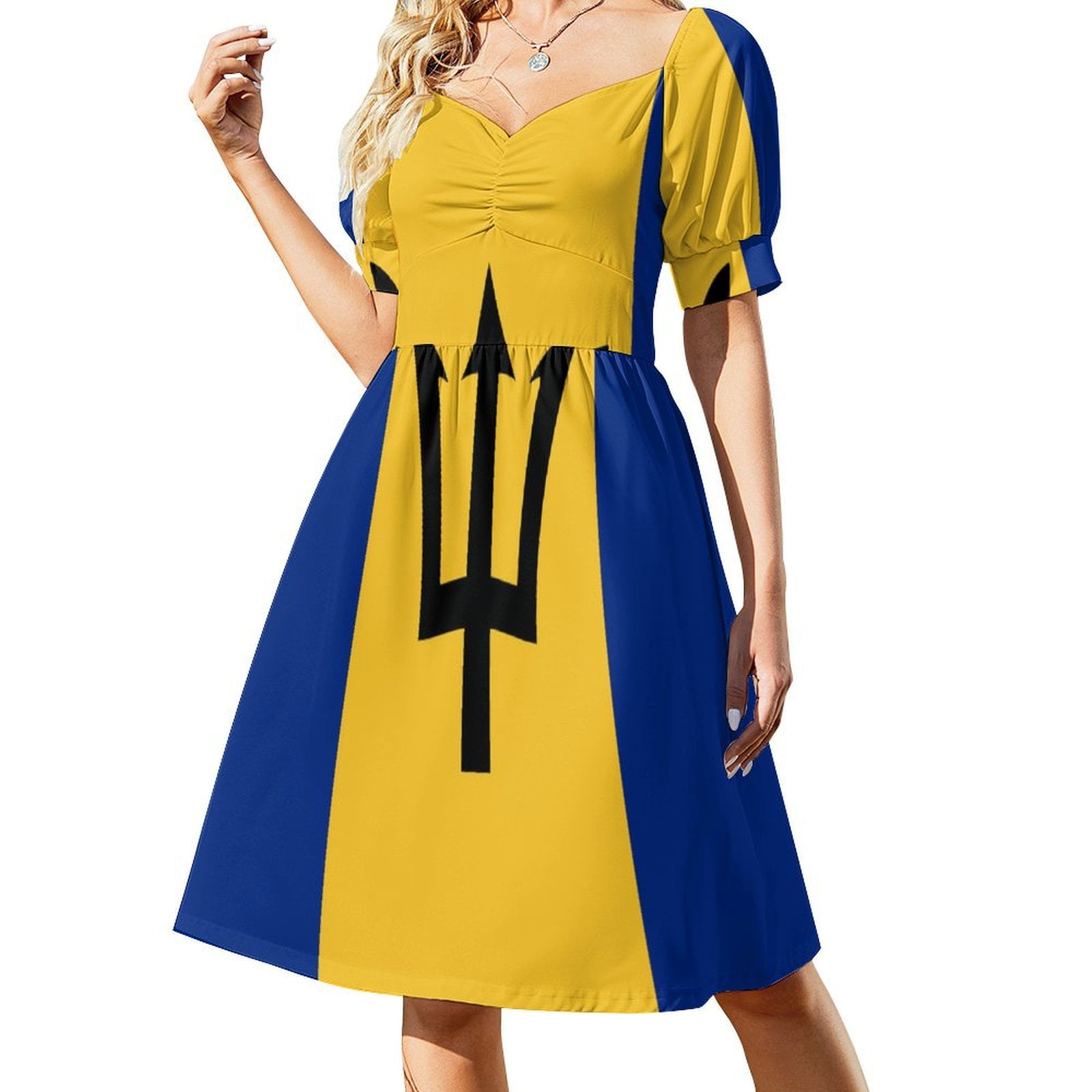 Barbados National Flag Short Sleeve Dress Clothes Women's Summer Dress ...