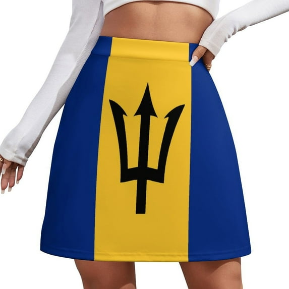 Barbados National Flag Women's High Waist Skirt Stretchy Casual Mini ...