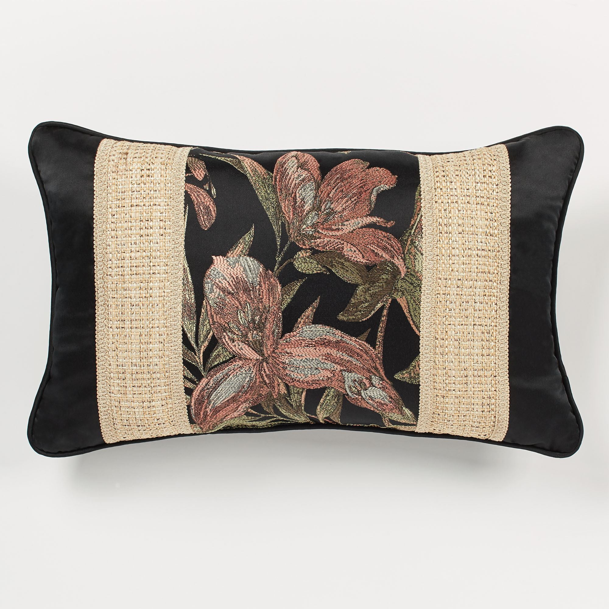 Barbados Pieced Pillow Black Pillow Piped Rectangle - Walmart.com