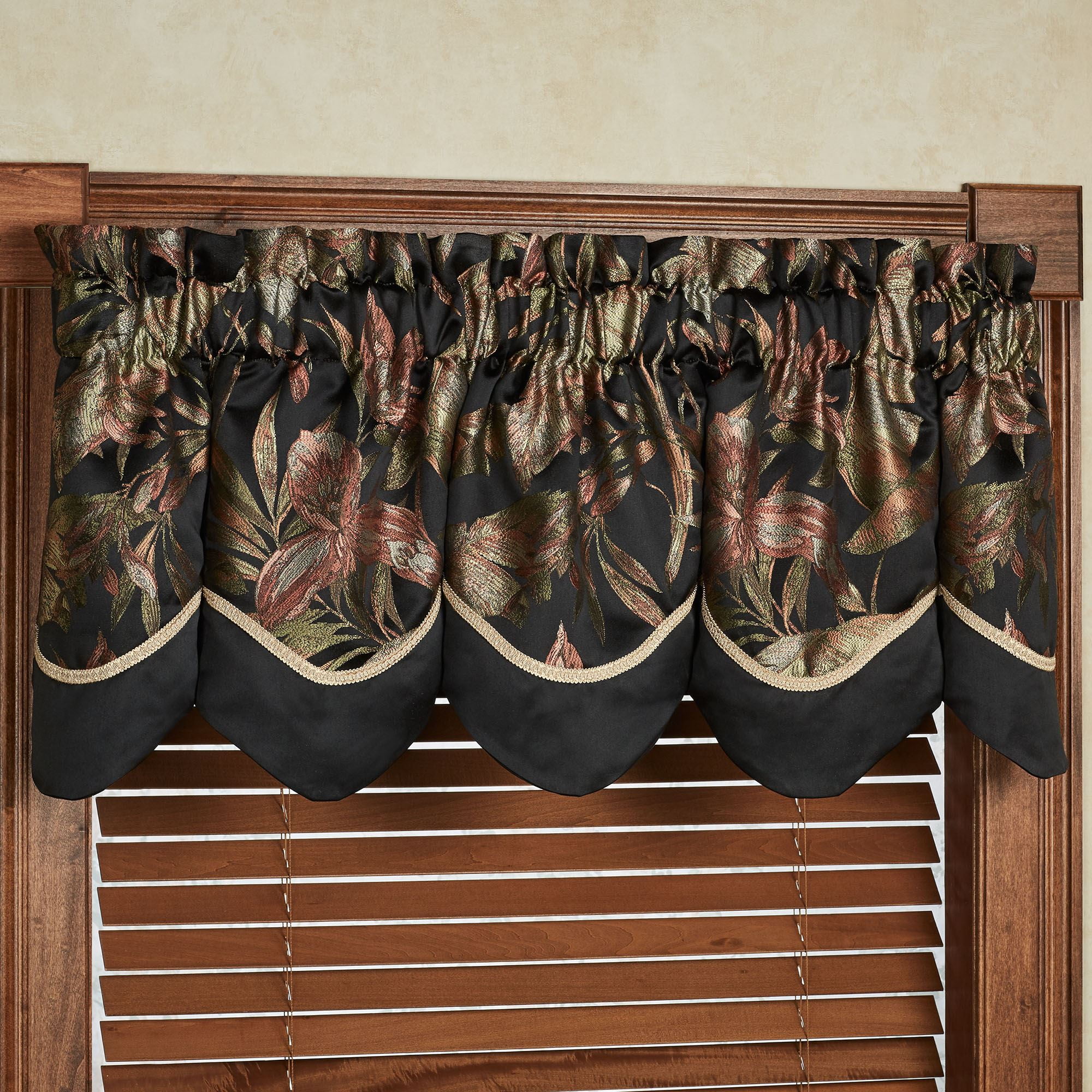 Barbados Scalloped Valance Black Valance Scalloped 72 x 20 - Walmart.com