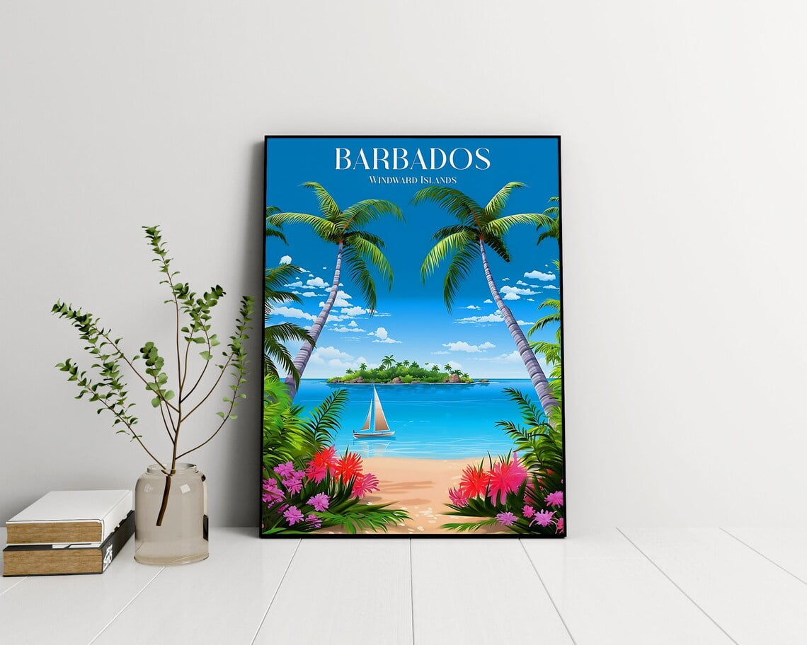 Barbados Travel Caribbean Island Home Wall Decoration, Stretched Canvas ...