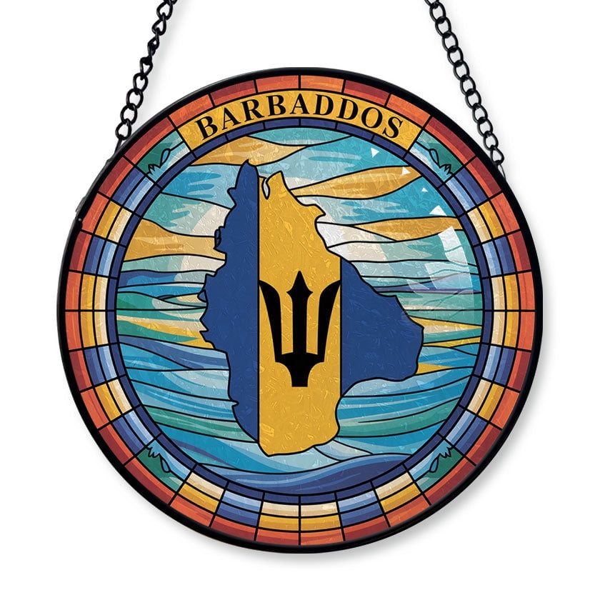 Barbados Travel Decor Suncatcher Stained Glass Window Hanging, Gift for Traveller, Collection of ...