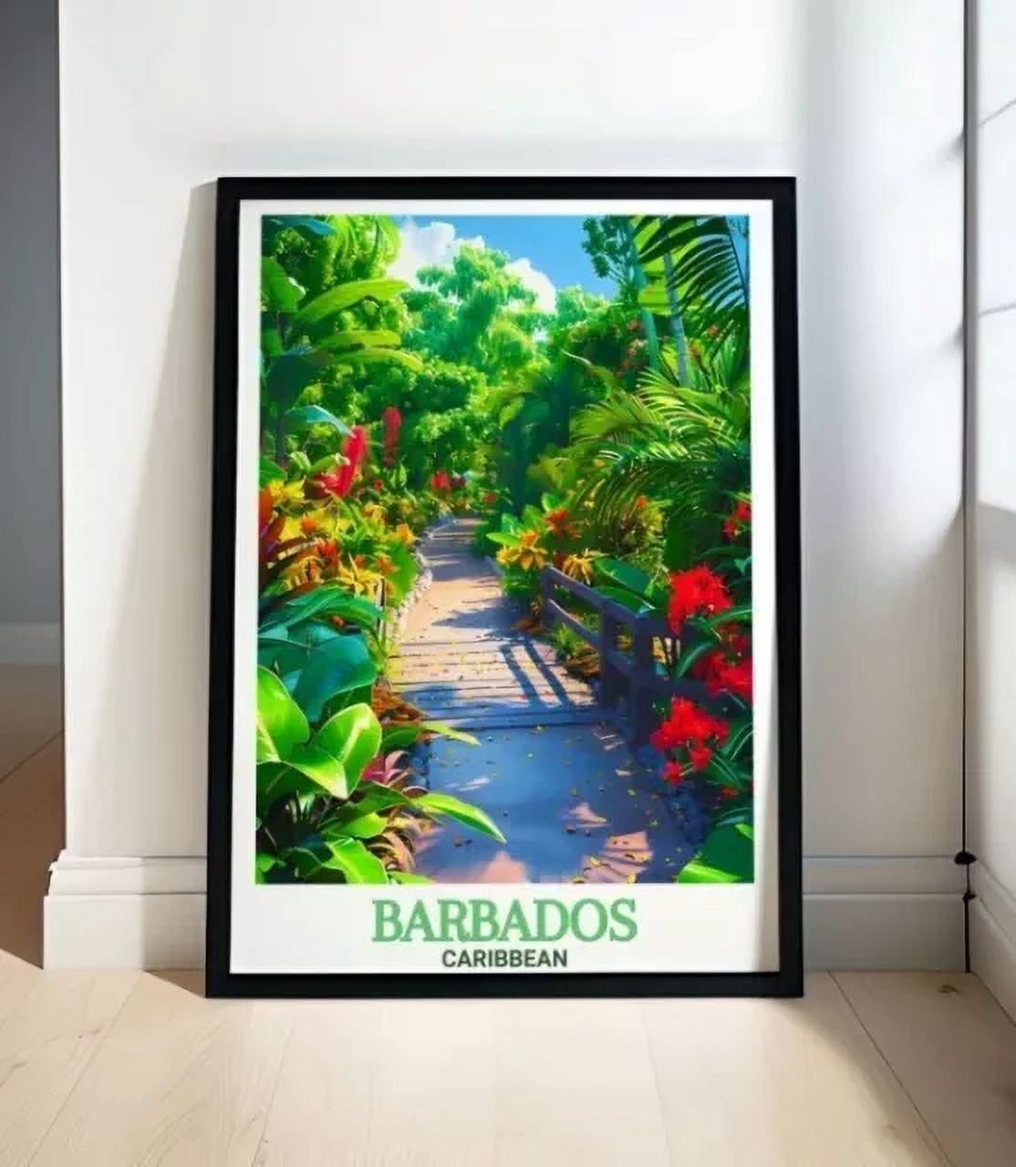 Barbados Travel Poster - Andromeda Botanic Gardens Home Decor Vintage ...