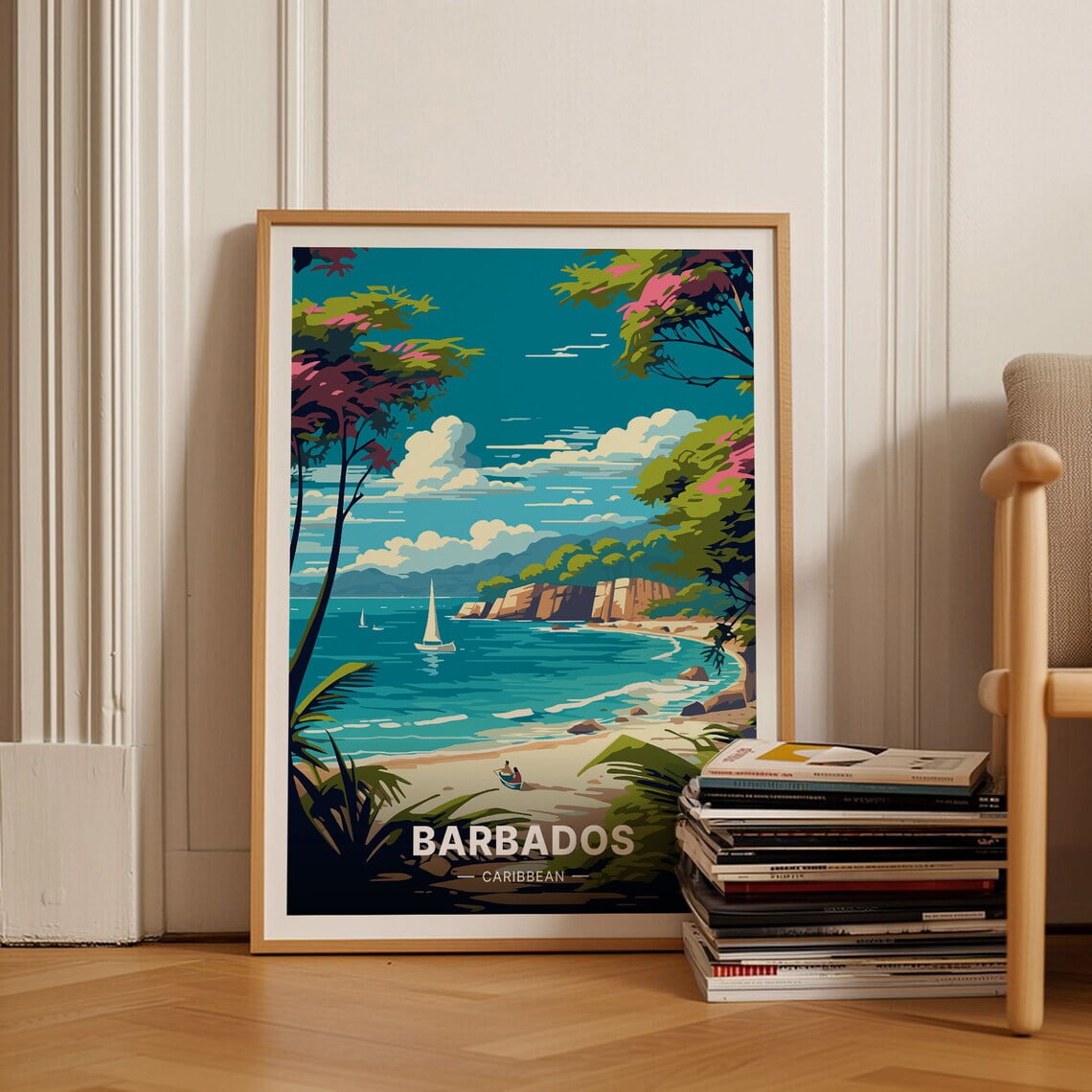 Barbados Travel Poster, Caribbean Island Art, Home & Office Wall Decor ...