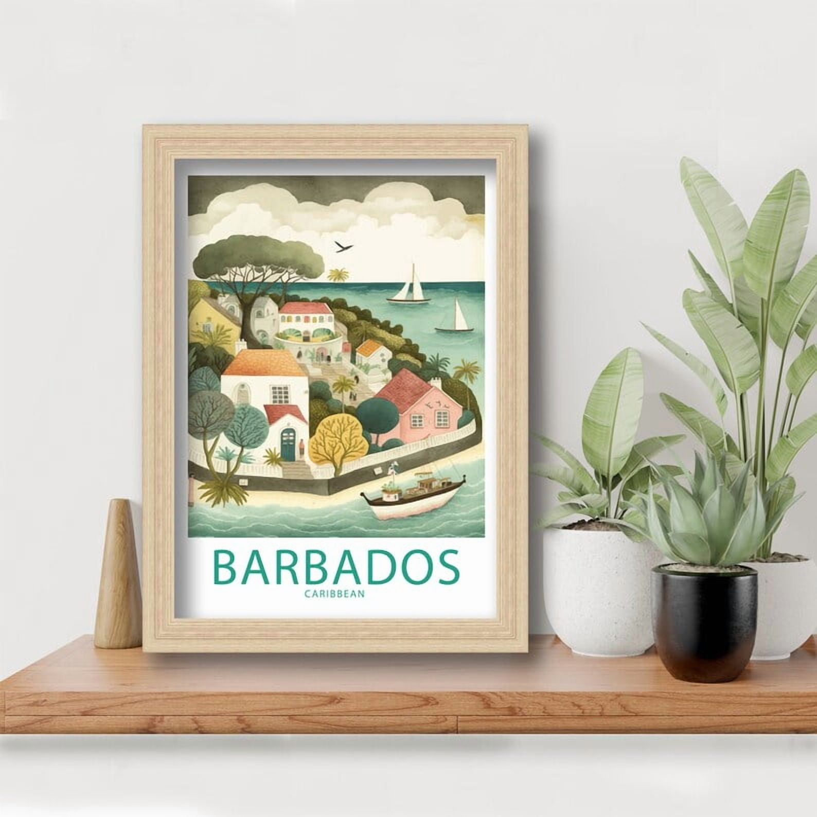 Barbados Travel Poster, Caribbean Island Wall Art, Barbados Decor Gift ...