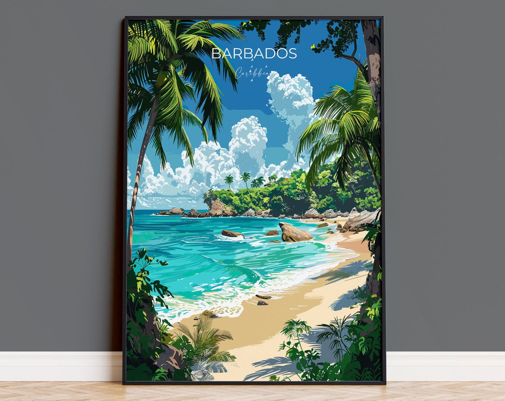 Barbados Travel Poster, Travel Print of Barbados, Caribbean, Barbados ...