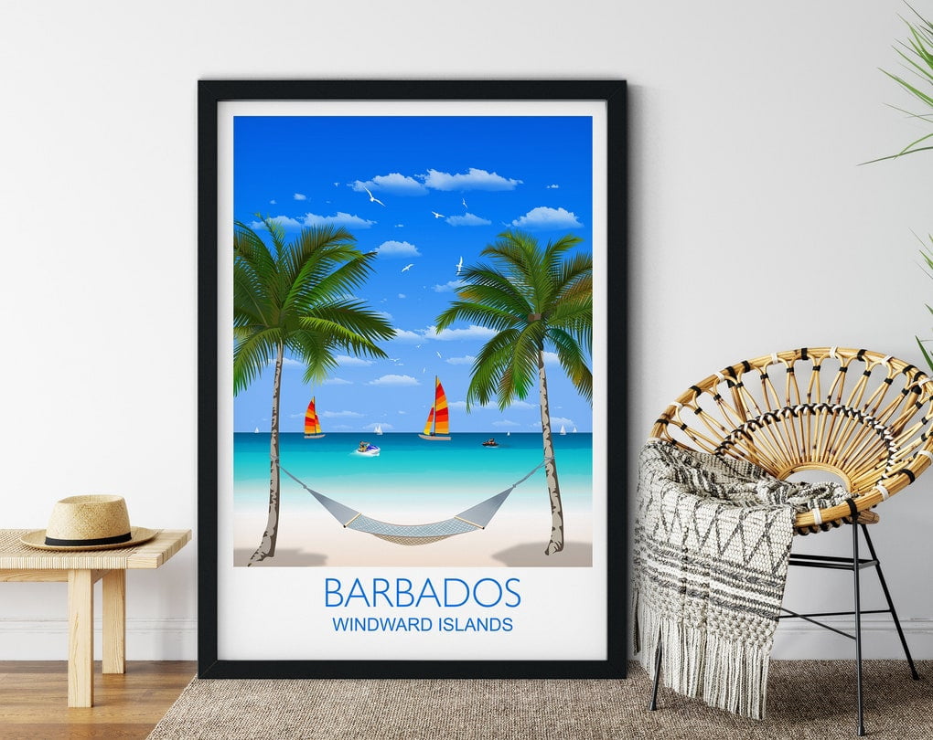 Barbados Travel Print, Travel Poster Of Barbados, Windward Islands ...