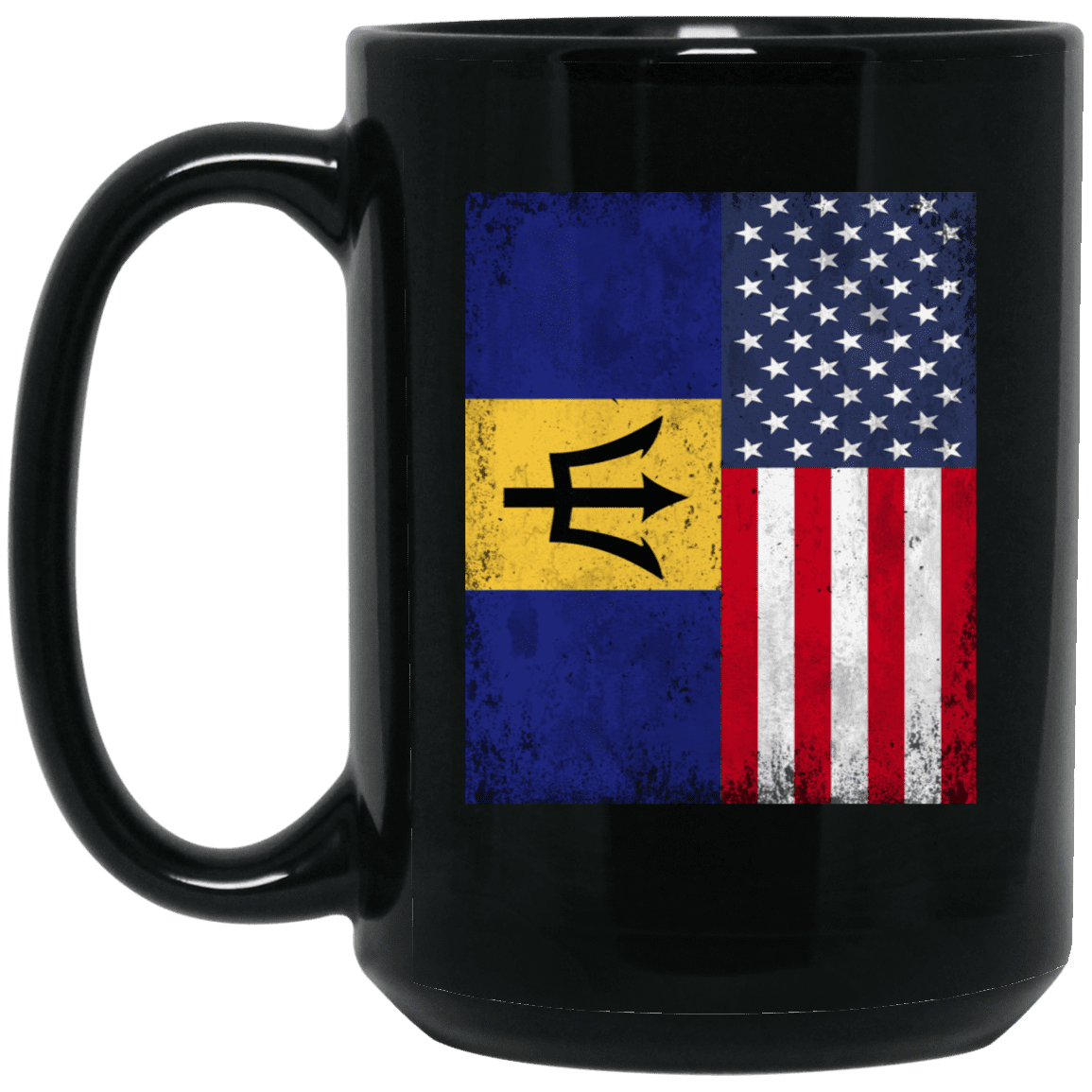 Barbados USA Coffee Mug, Barbadian American Friendship 15oz Black Mug ...