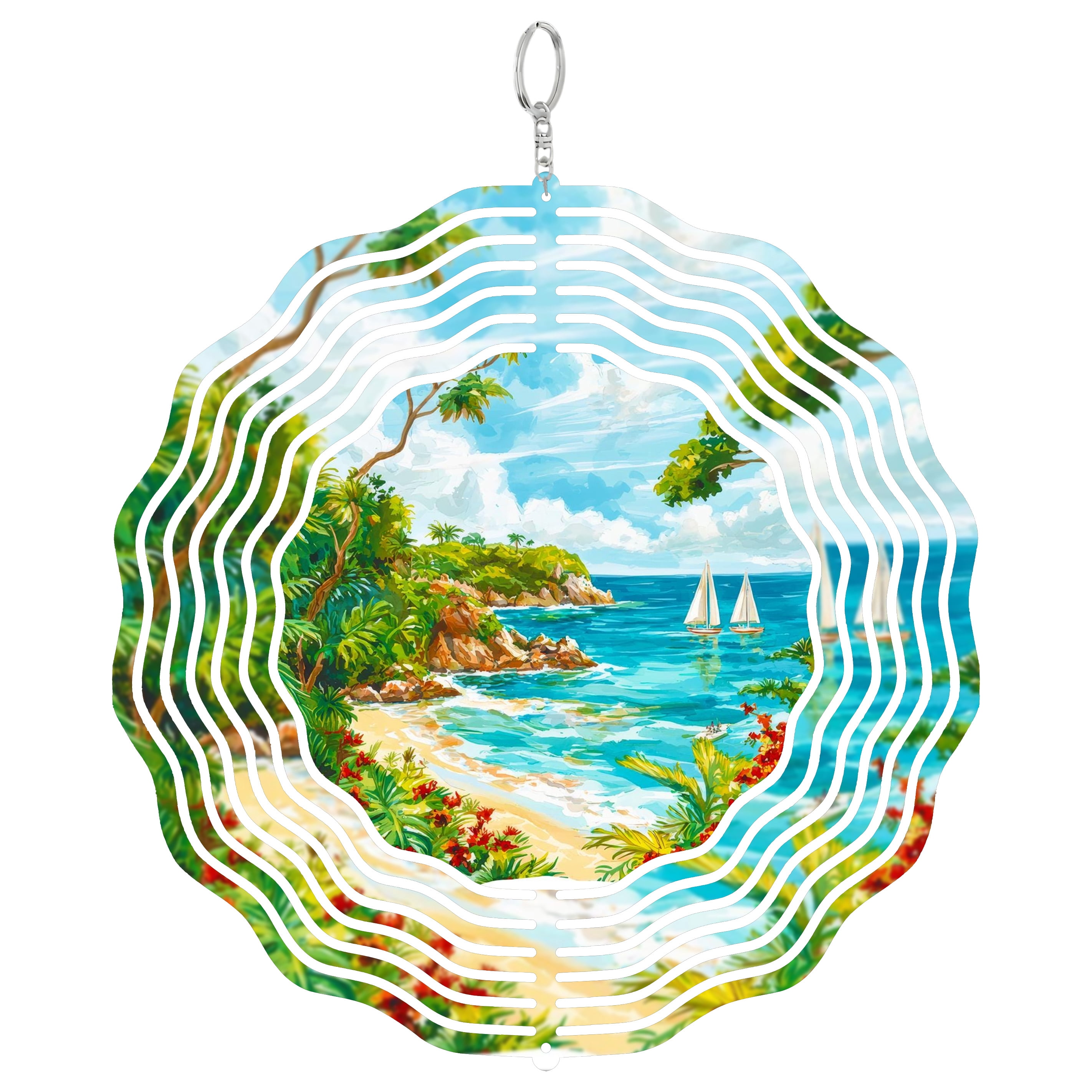 Barbados Watercolor Kinetic Wind Spinner 3D Garden Yard Ornament ...