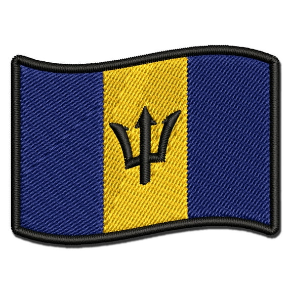 Barbados with Waving Flag Cute Applique Multi-Color Embroidered Hook ...