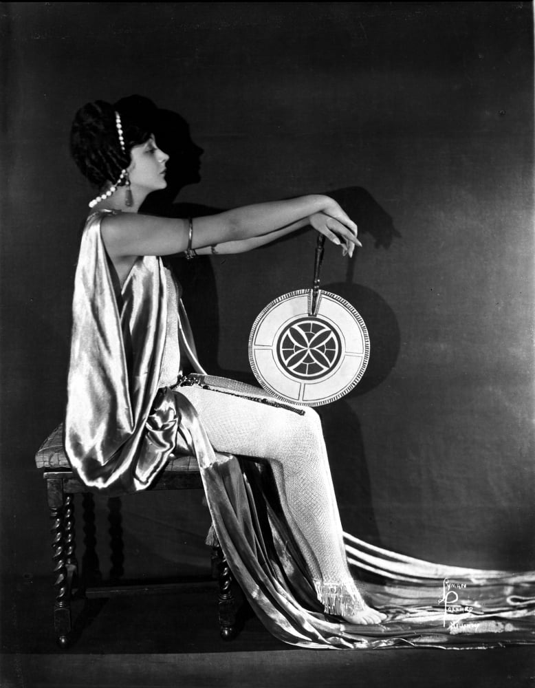 Barbara Lamarr on a Long silk Dress sitting Side view Photo Print (8 x ...