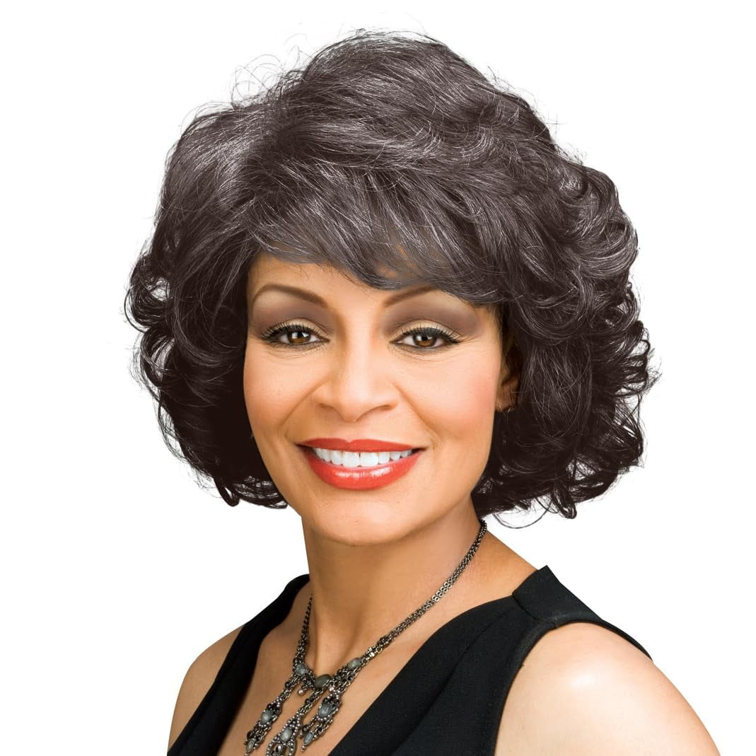 Barbara Wig Color 3T34 - Foxy Silver Wigs Curly Shag Wispy Bangs ...