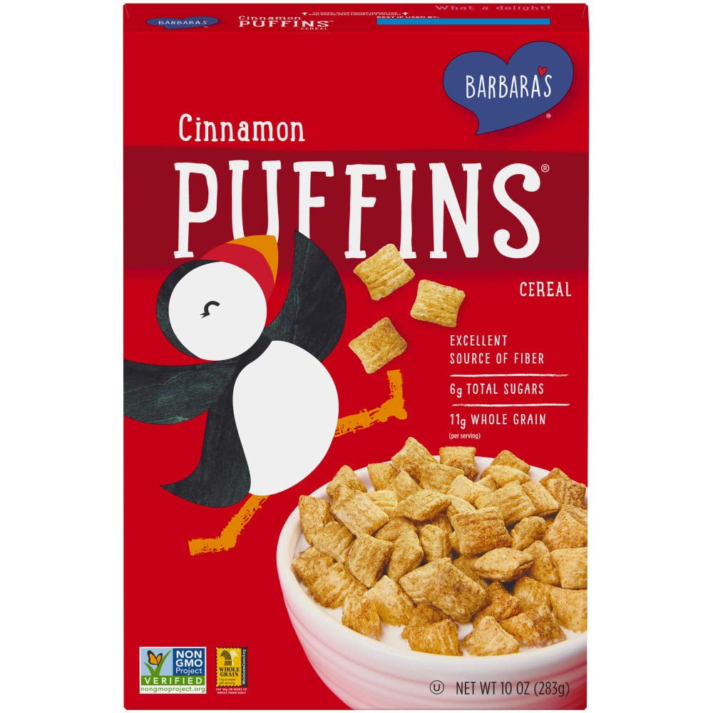 Barbara's Bakery, Non-GMO Vegan Puffins Cereal, Cinnamon Flavor, High ...