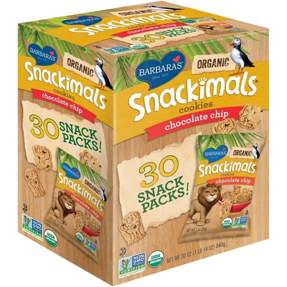 Barbara's® Snackimals® Organic Chocolate Chip Cookies 30-1 oz. Bags ...