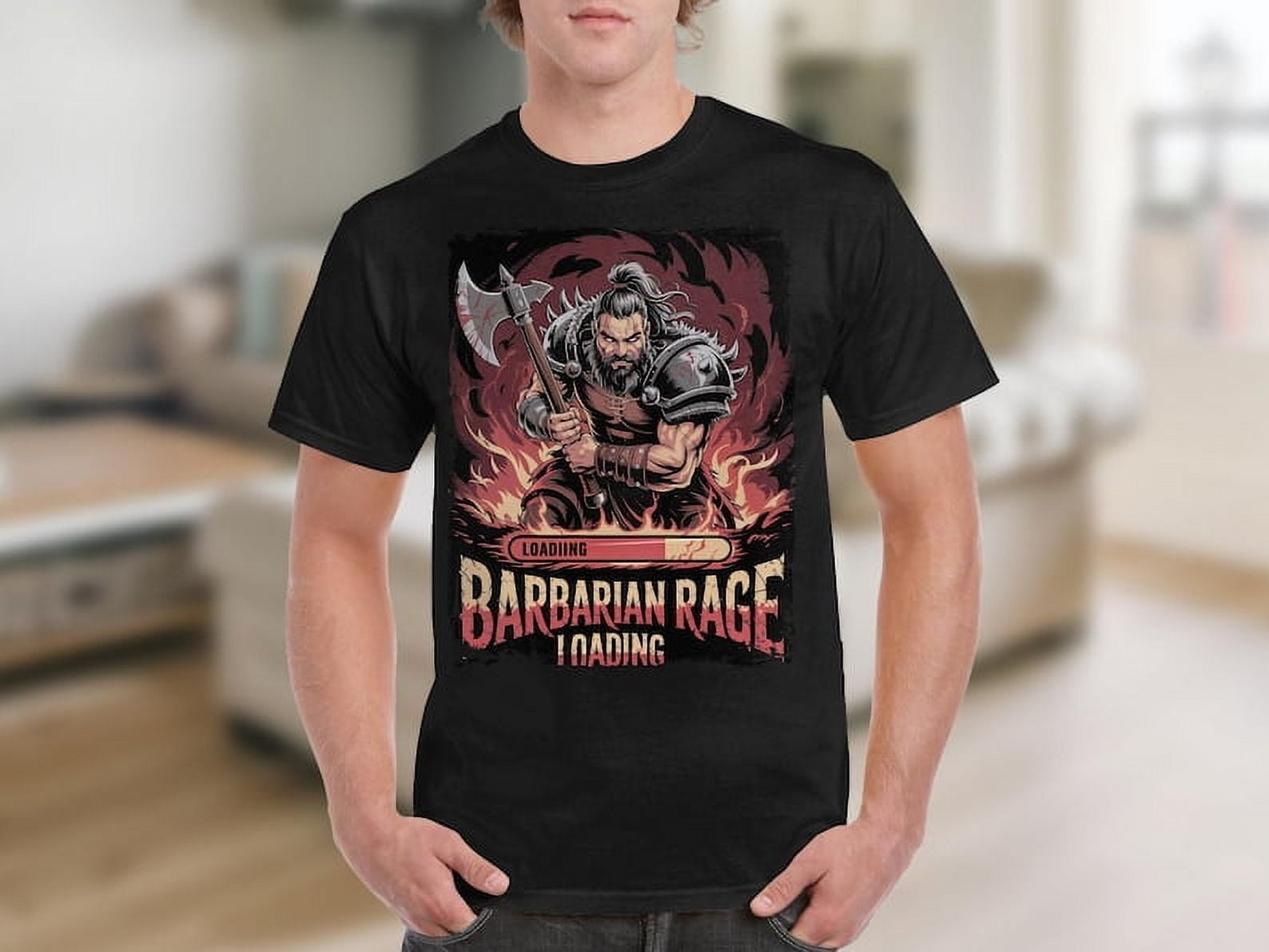 Barbarian Rage T-Shirt, Loading Screen Graphic Tee, Vintage Comic Style ...