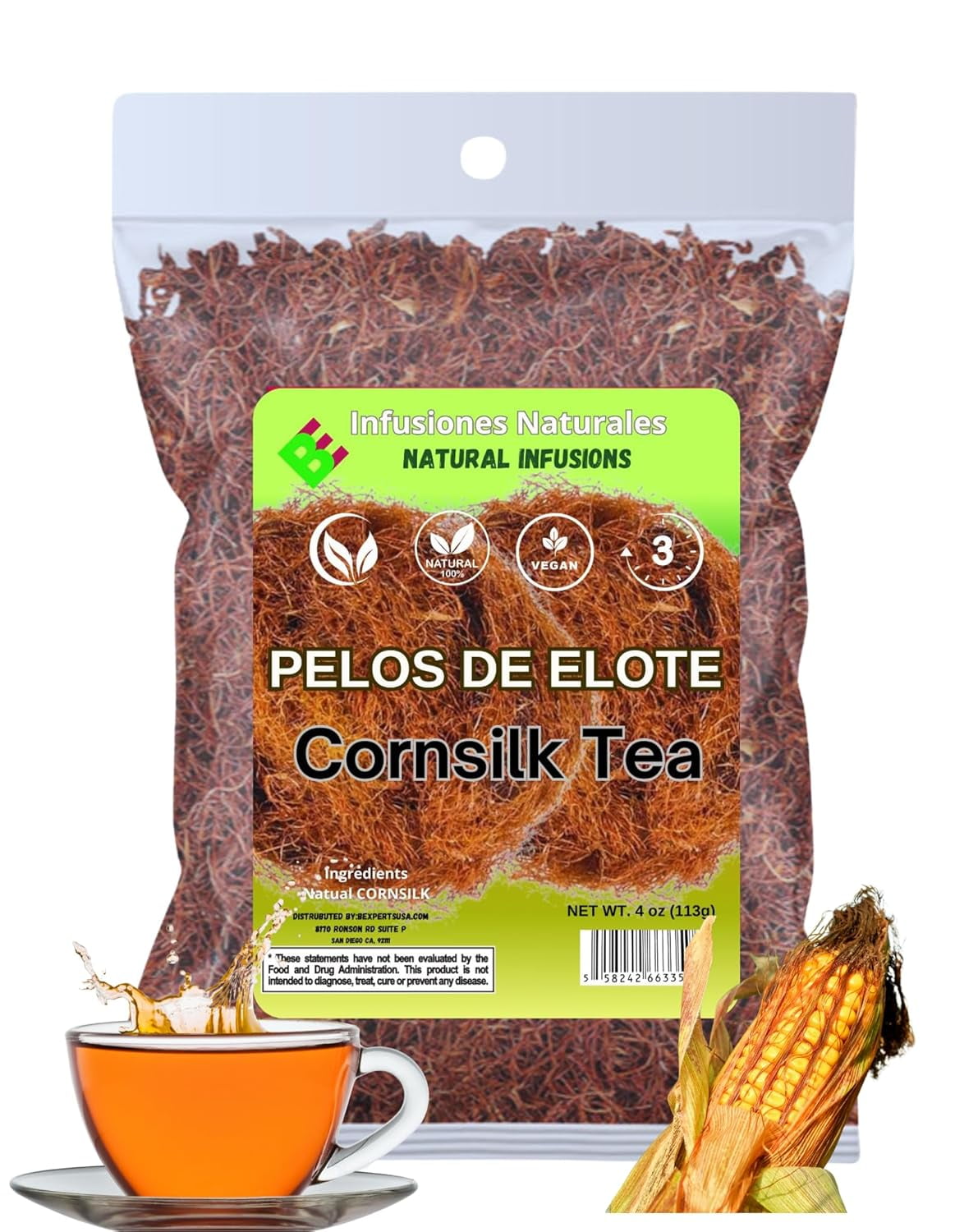 Barbas de Elote 4 oz Pelos De Elote Herbal Tea (Cornsilk Tea) - 100% ...