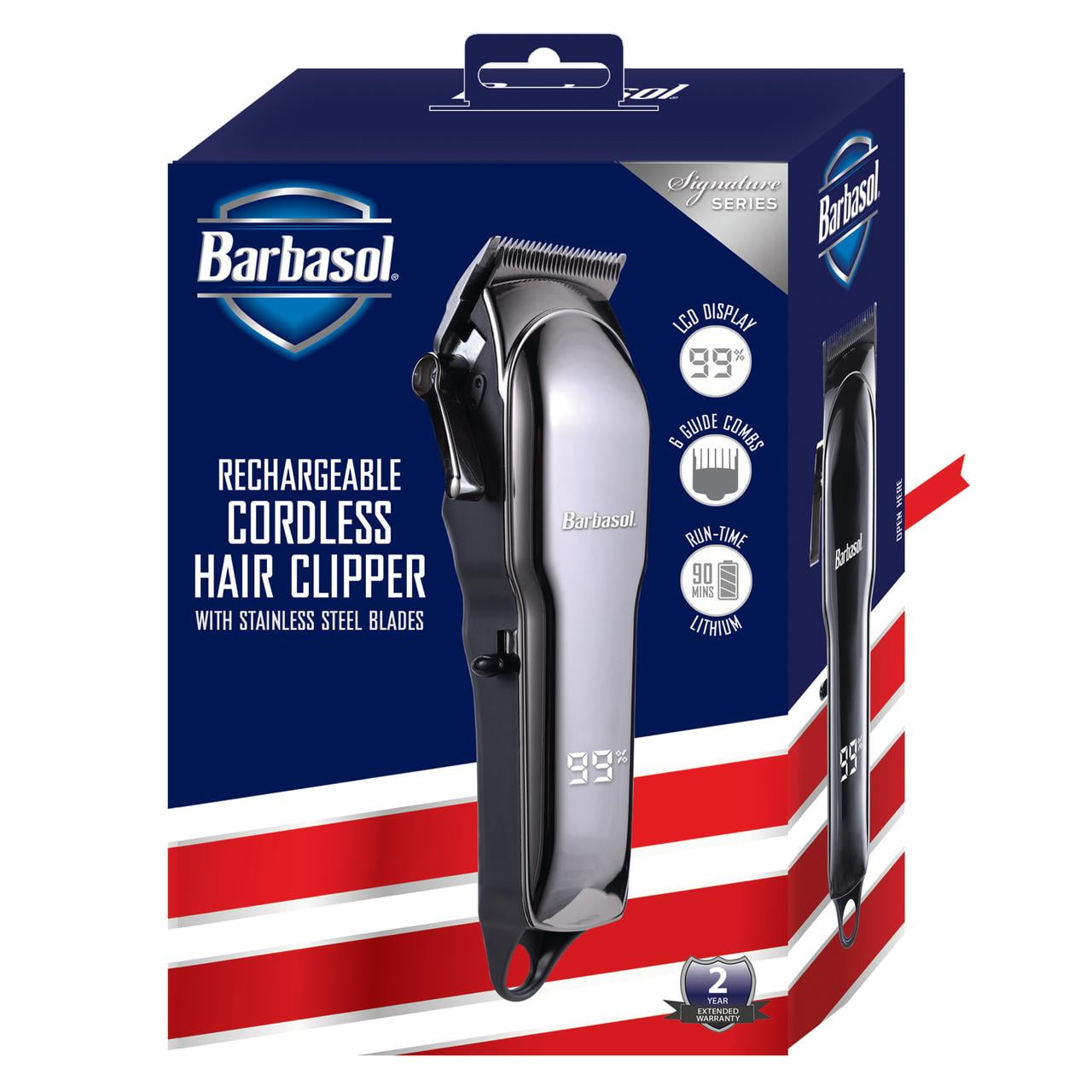 Barbasol Cordless Rechargeable Hair Clipper with Ceramic Blade & LCD ...