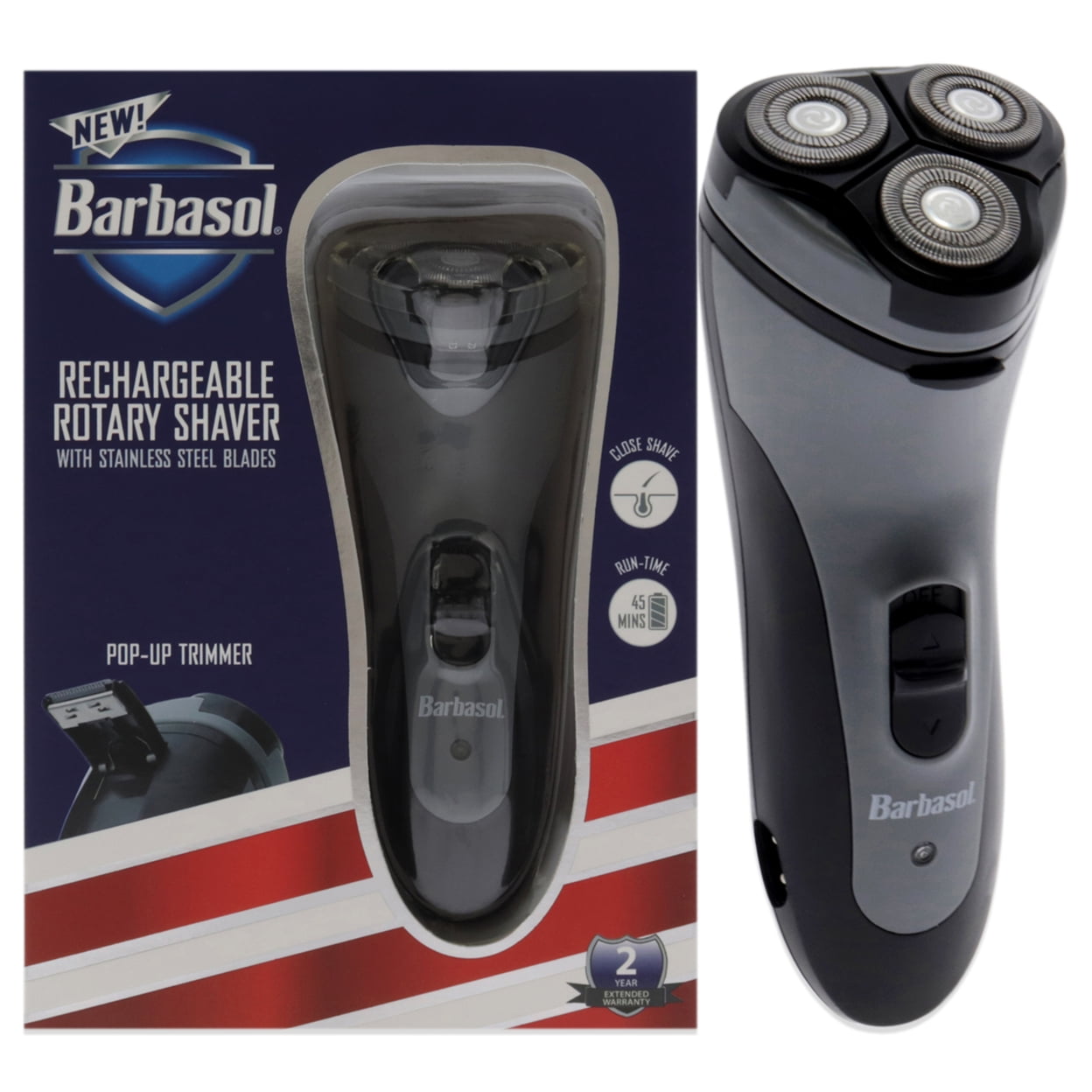 Barbasol Men's Rechargeable Wet/Dry LCD Lithium Rotary Shaver with Pop ...