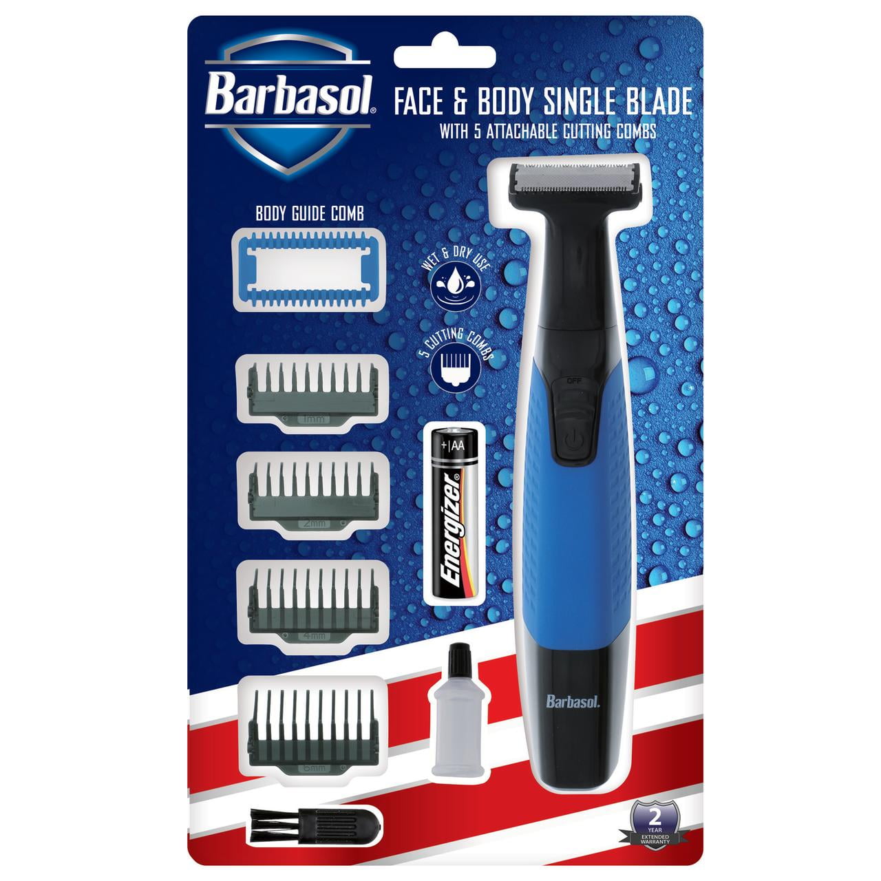 Barbasol Wet/Dry Single Blade Shaver with Body Grooming Comb for Face ...