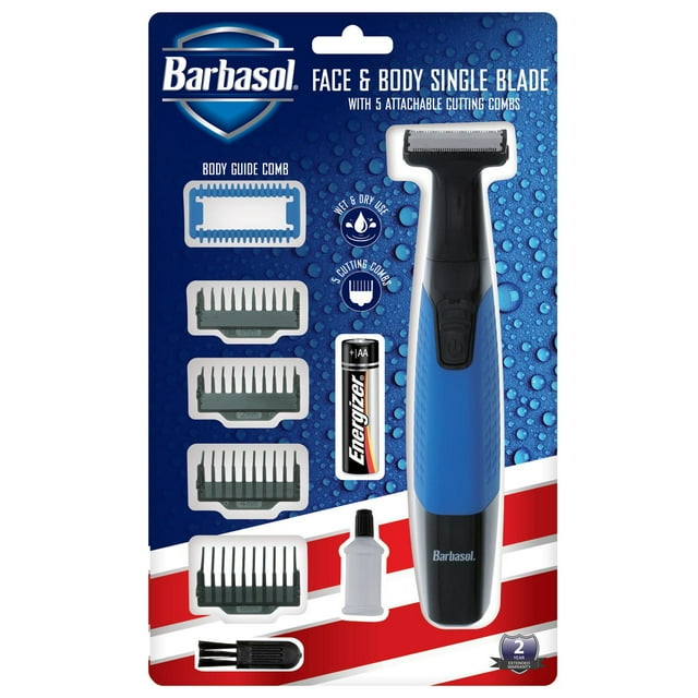 Barbasol Wet/Dry Single Blade Shaver with Body Grooming Comb for Face ...