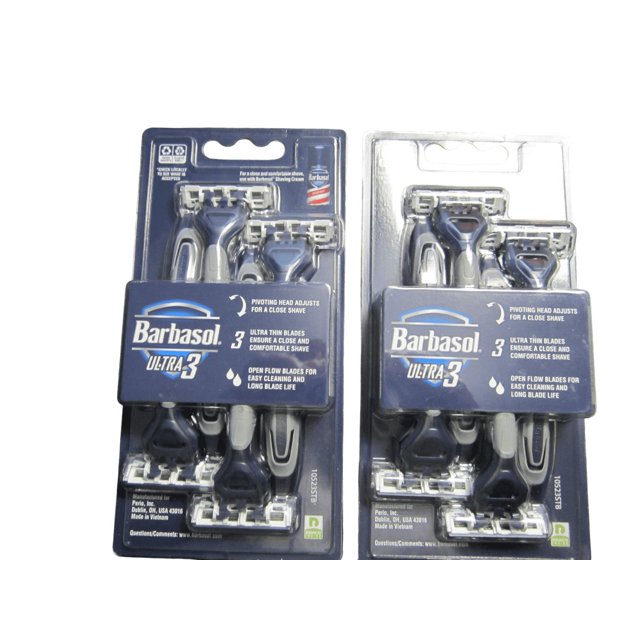 Barbasol Premium Disposable 3 Blades Ultra Razors 3 ea (Pack of 4 ...