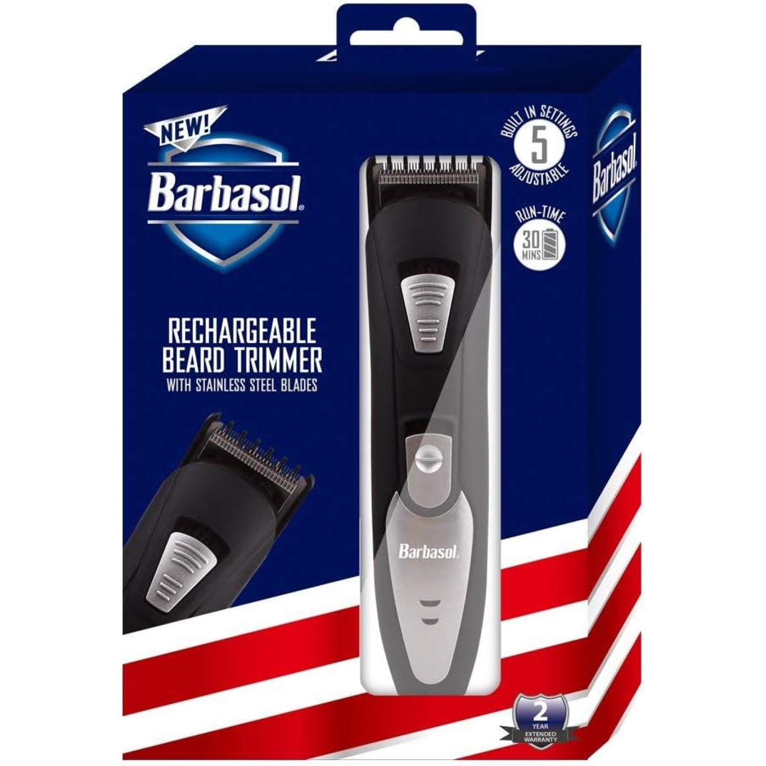 Barbasol Rechargeable Electric Beard Trimmer with Stainless Steel ...