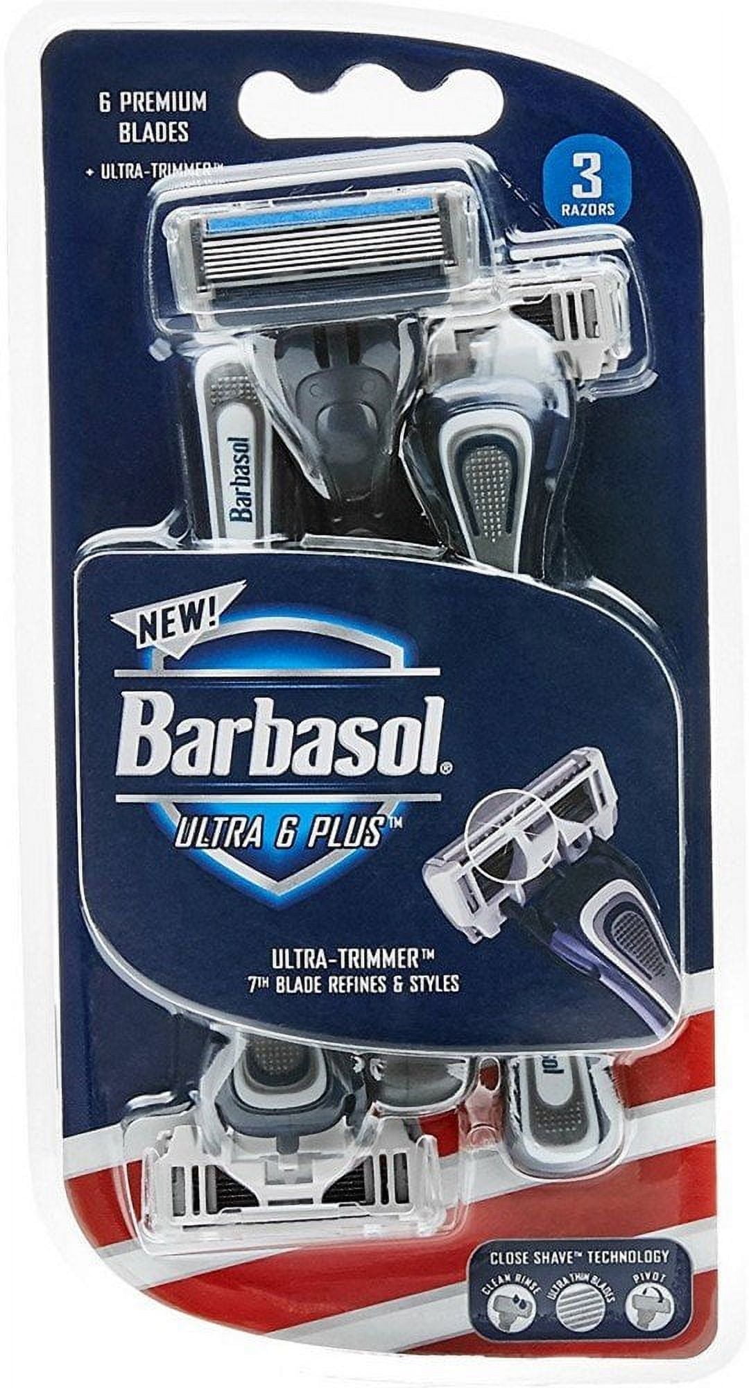Barbasol Ultra 6 Plus Premium Blade Ultra Trimmer Disposable Razor 3 Ct ...