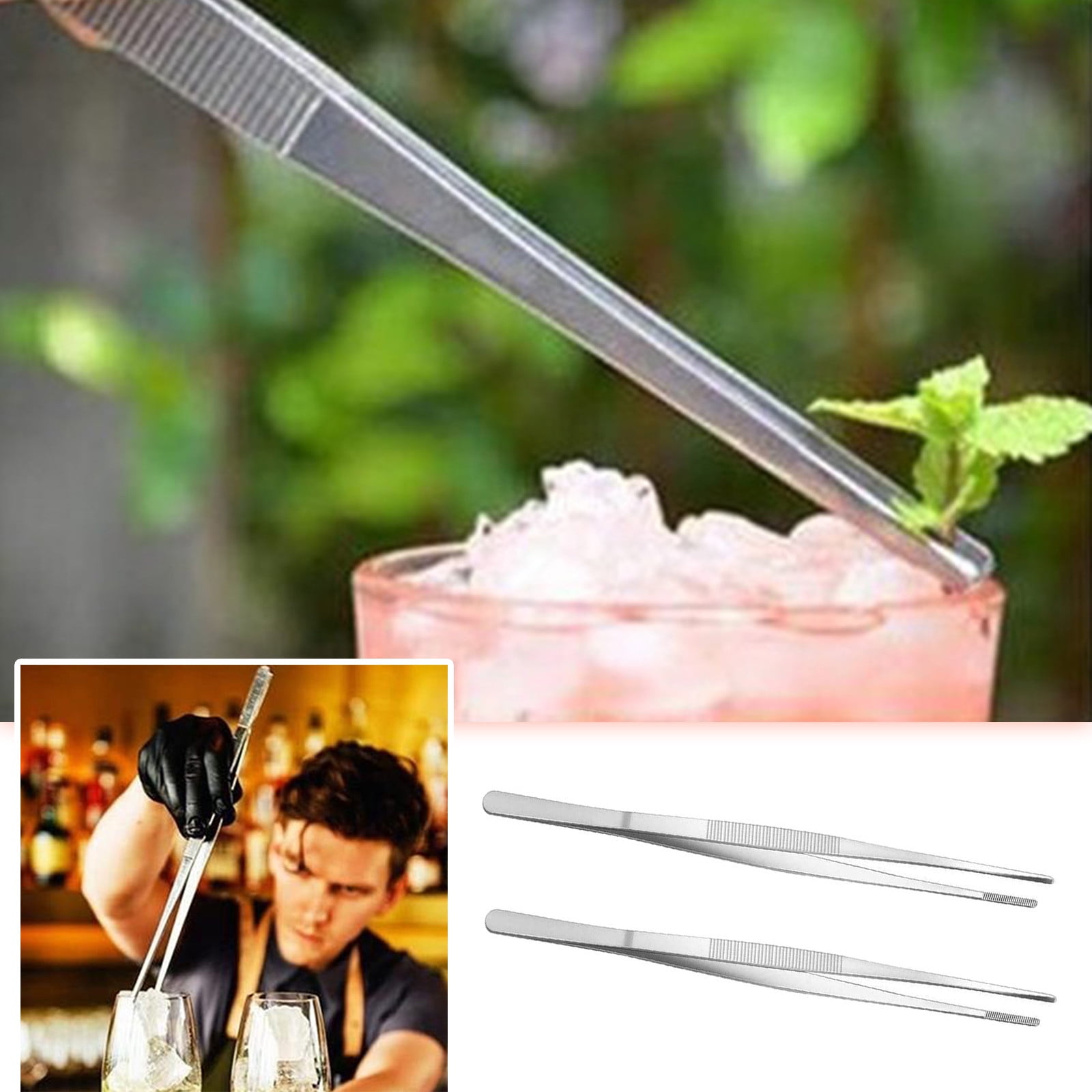 Barbecue 2 Piece Set 12Inch Fine Tweezer Tongs for Outdoor Barbecue and ...