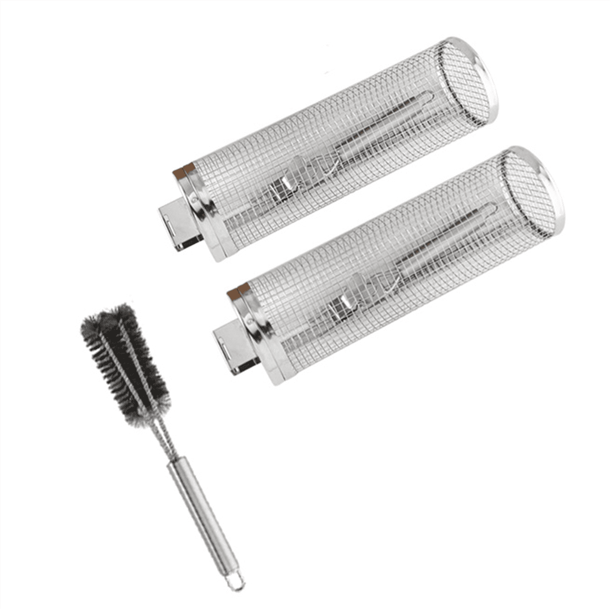 Barbecue Cage with Handle Barbecue,Stainless Steel Rolling Grill Barrel ...