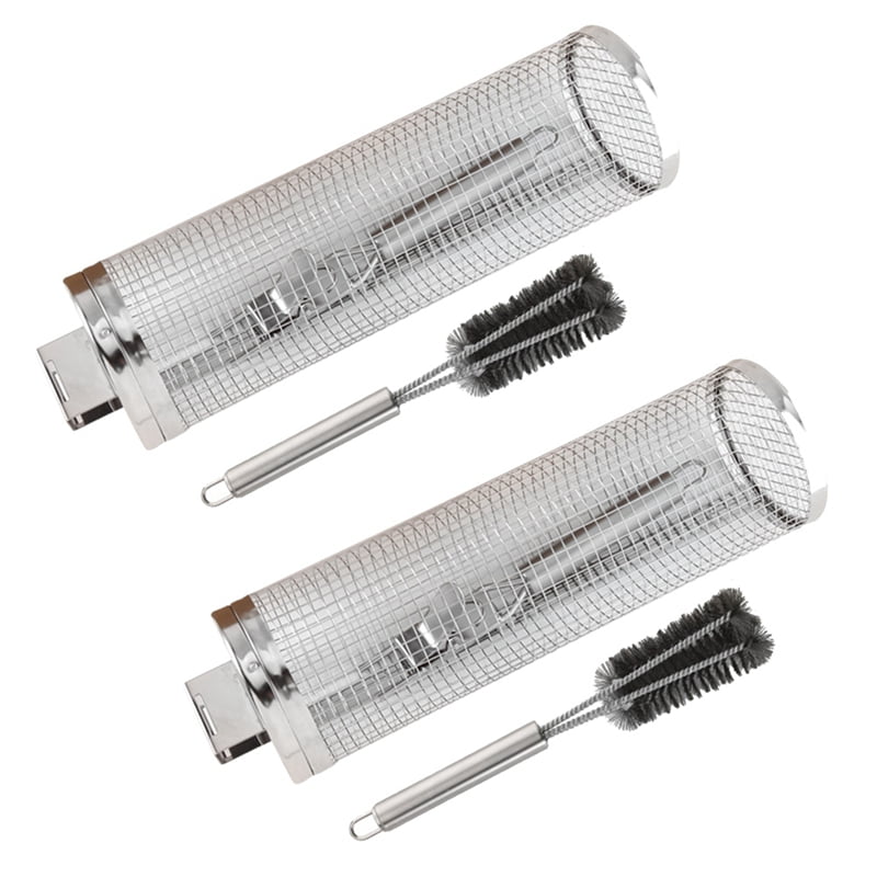 Barbecue Cage with Handle Barbecue Stainless Steel Rolling Grill ...