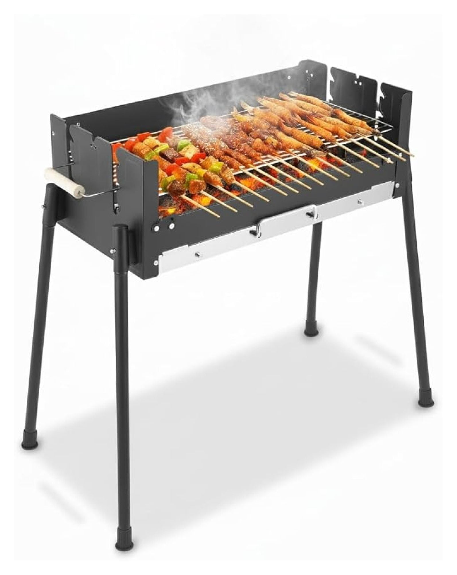 Barbecue Charcoal Grill 28" Large Folding Portable BBQ Grills Stainless ...