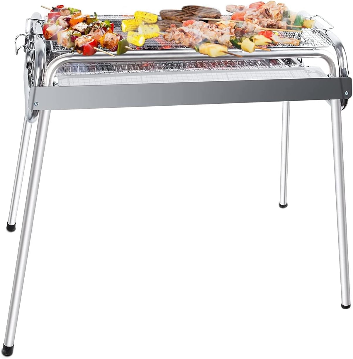 Barbecue Charcoal Grill Stainless Steel Folding Portable BBQ Tool Kits ...