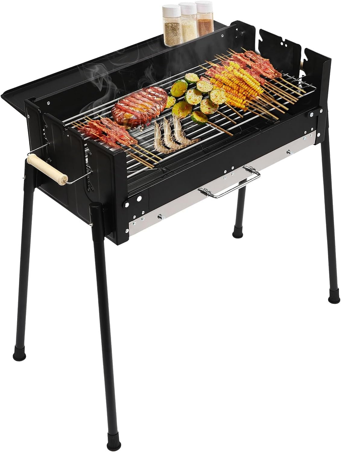 Barbecue Charcoal Grill Stainless Steel Folding Portable BBQ Tool Kits ...