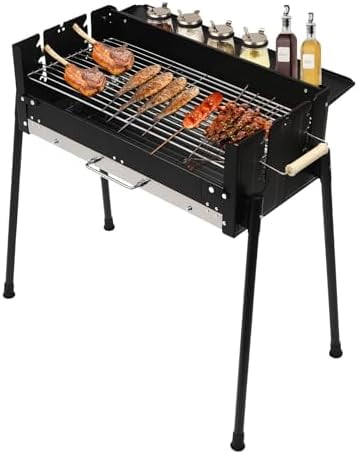 Barbecue Charcoal Grill, Stainless Steel Folding Portable BBQ Tool Kits ...