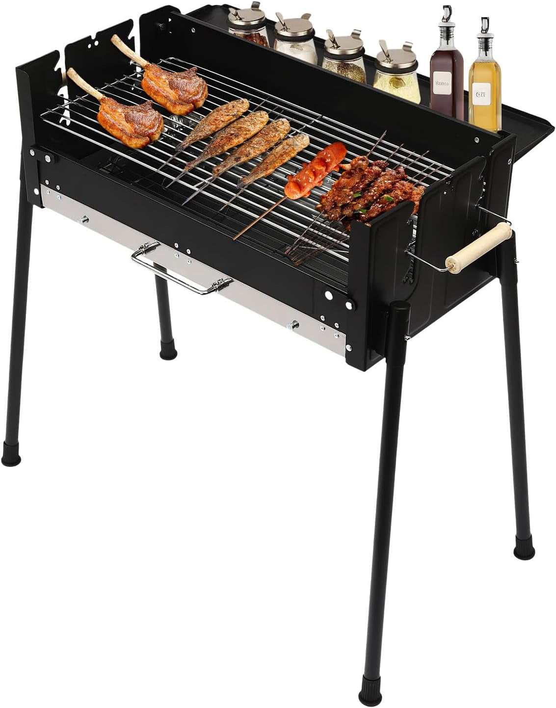 Barbecue Charcoal Grill, Stainless Steel Folding Portable BBQ Tool Kits ...