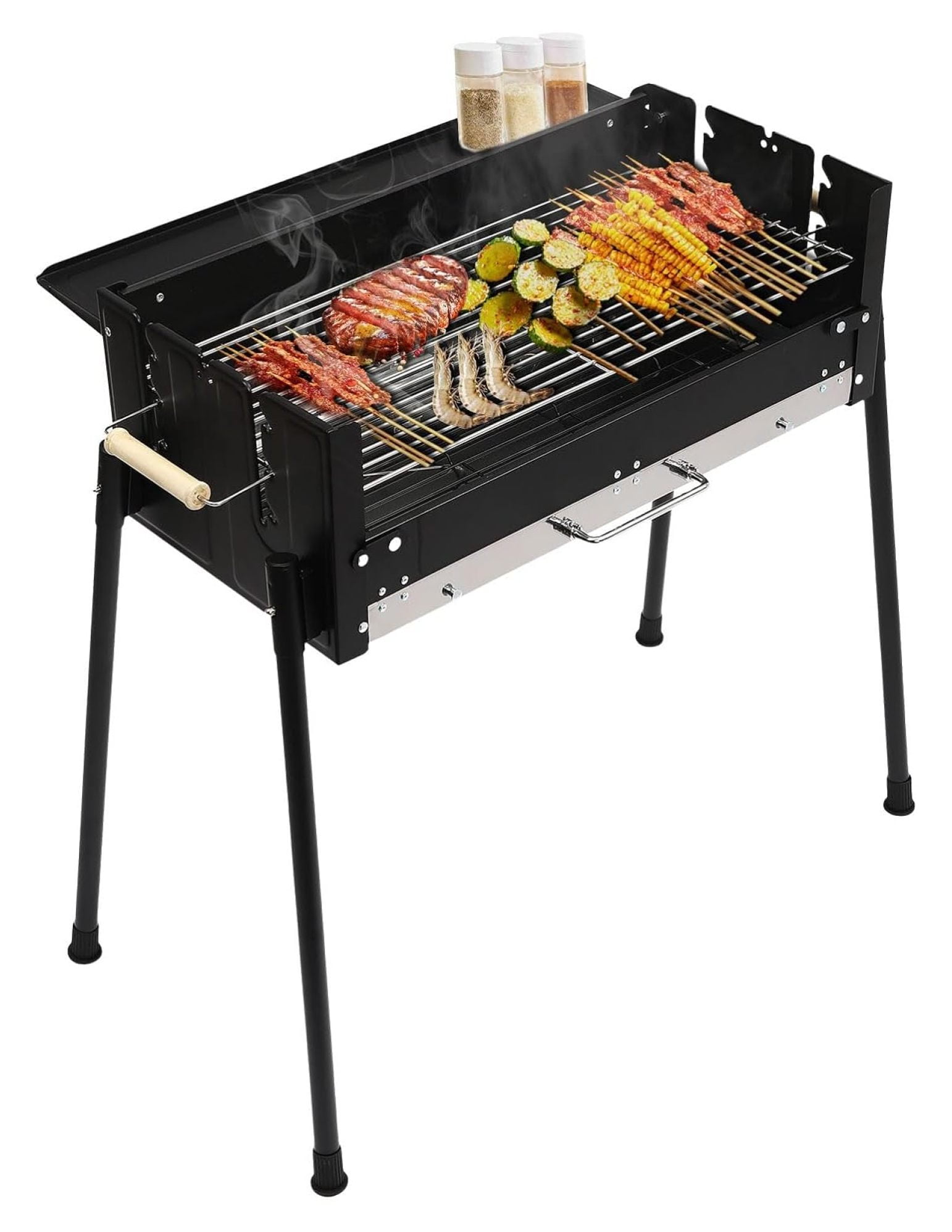 Barbecue Charcoal Grill, Stainless Steel Folding Portable Bbq Tool Kits, Outdoor Cooking Bbq ...