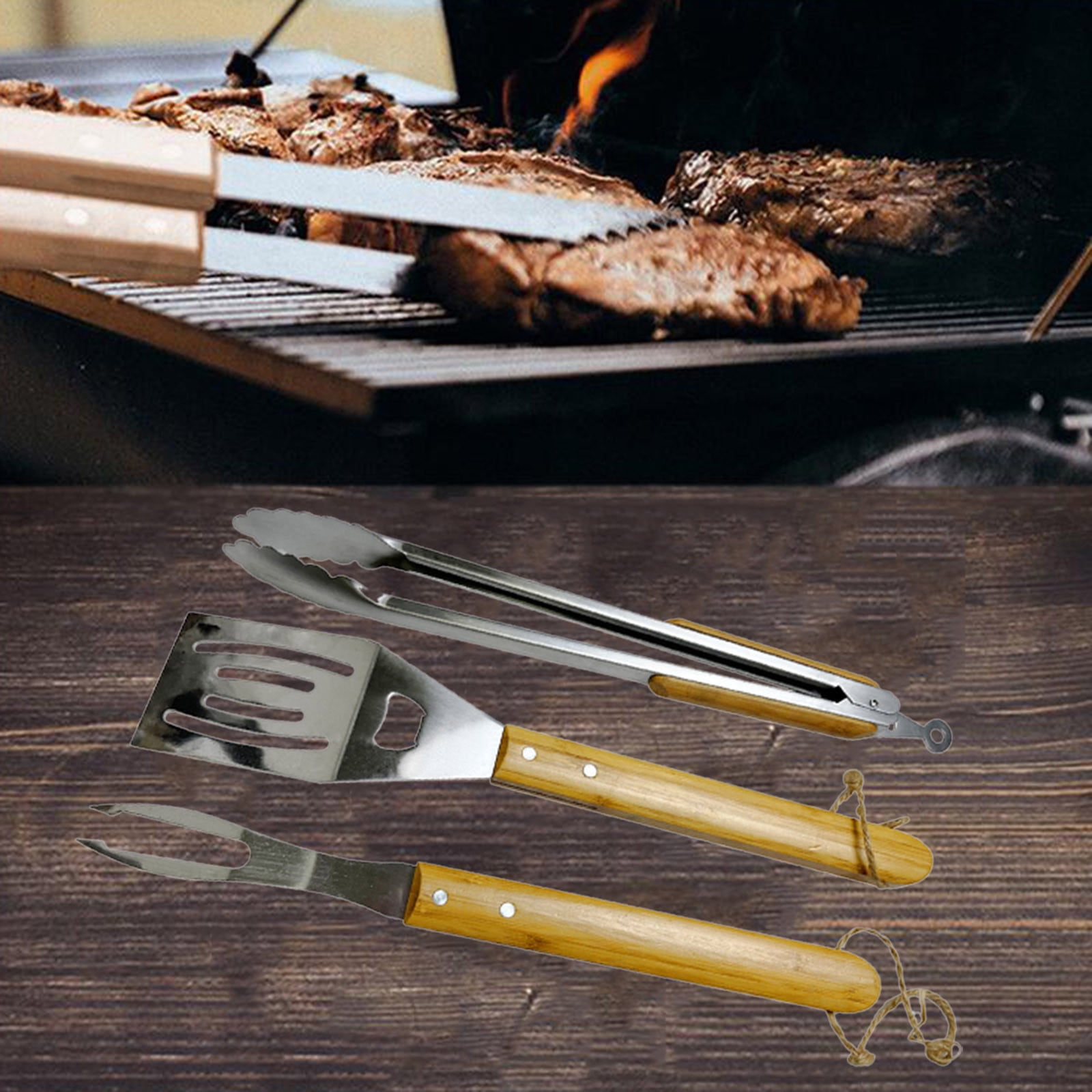 Barbecue Clips Barbecue Clip Stainless Three Piece Set with Handle ...