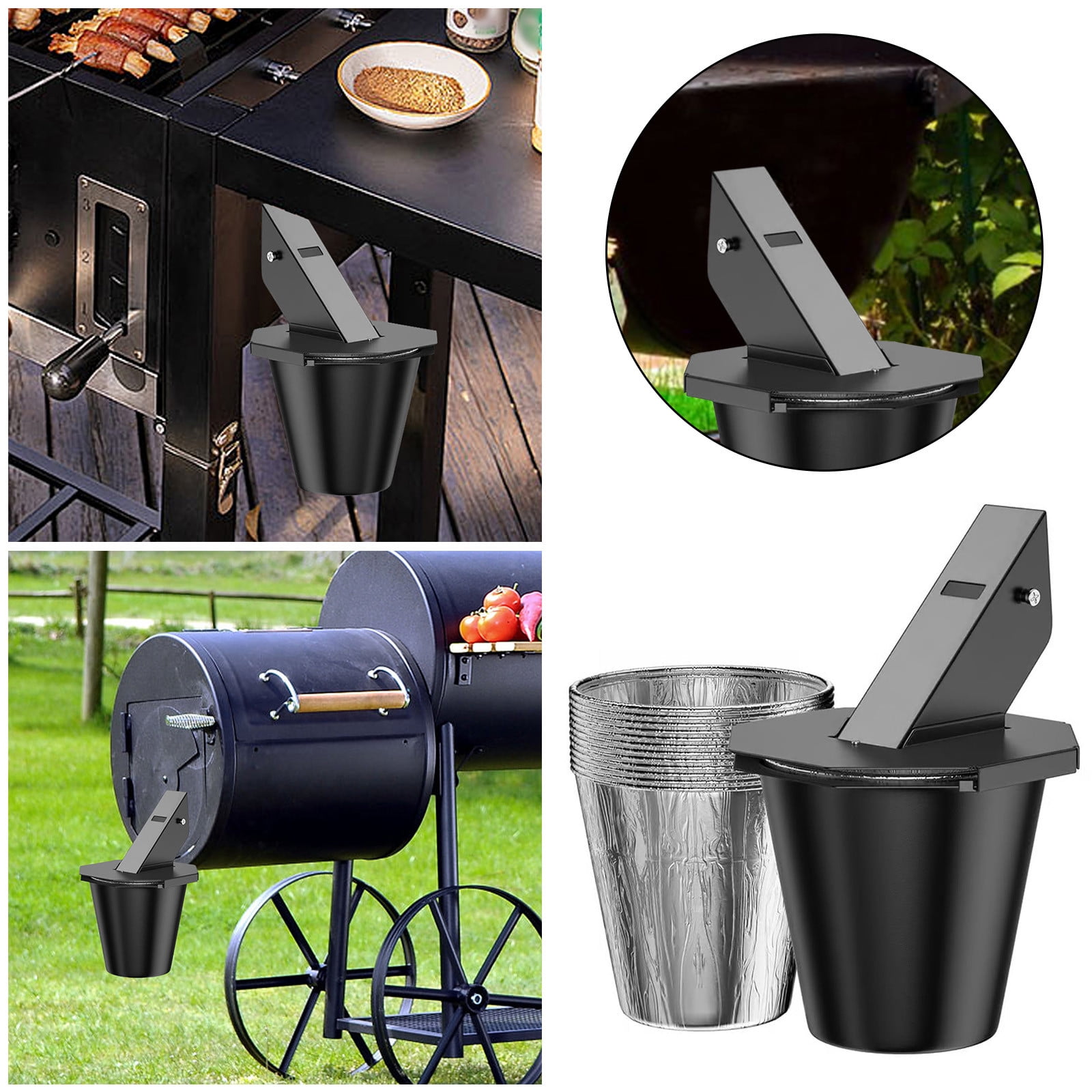 Barbecue Drip Bucket With 2Pcs Disposable Foil Liners Universal Grill ...