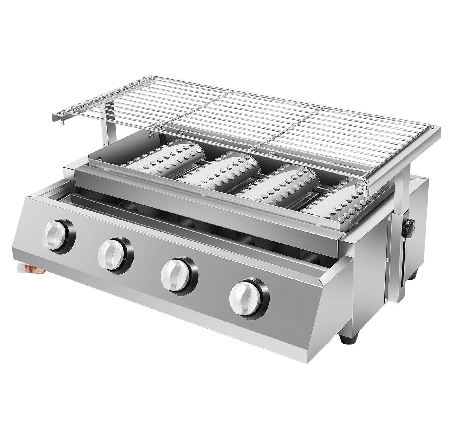 Barbecue Grill, 4 Burner Gas Countertop Griddle Stainless Steel LPG Gas ...