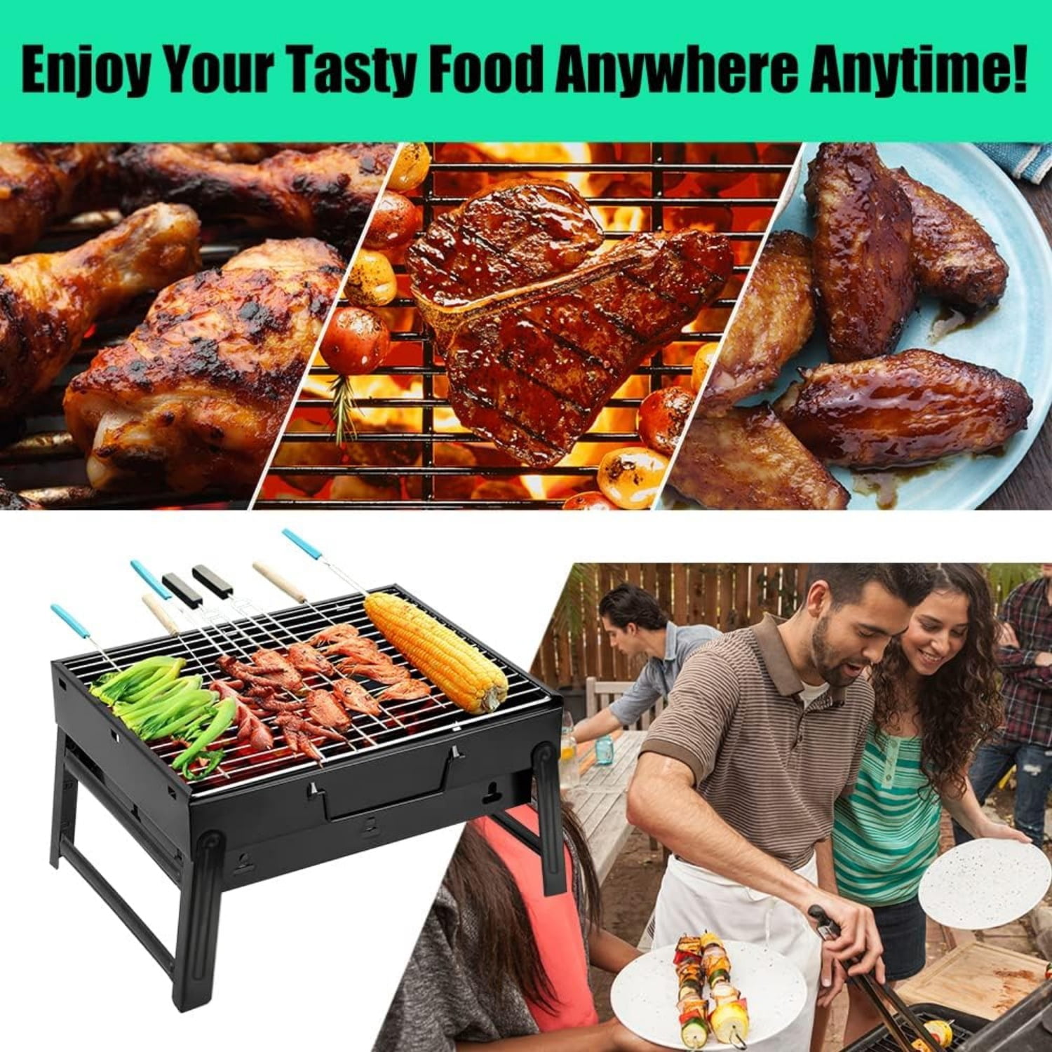 Barbecue Grill Portable BBQ Charcoal Grill Smoker Grill for Outdoor ...