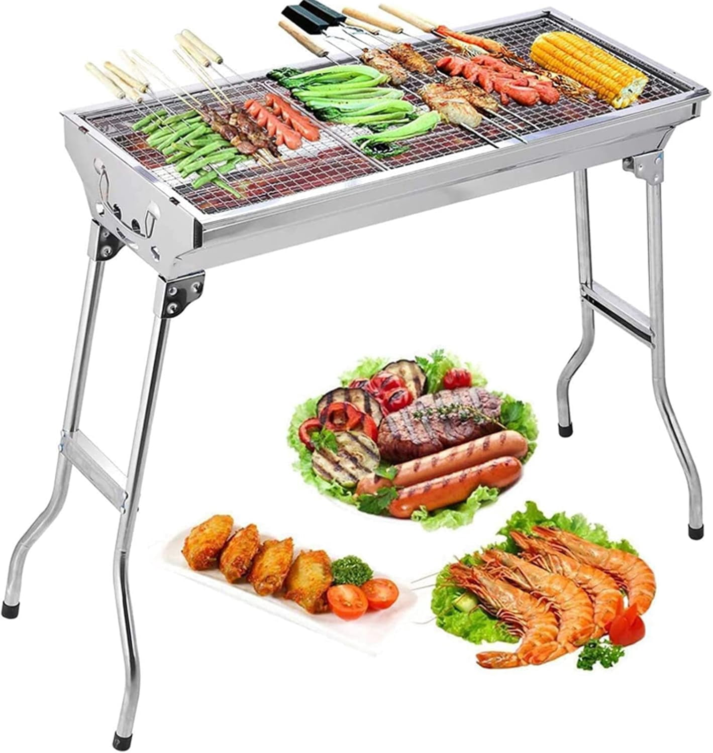 Barbecue Grill Portable BBQ Charcoal Grill Smoker Grill for Outdoor ...