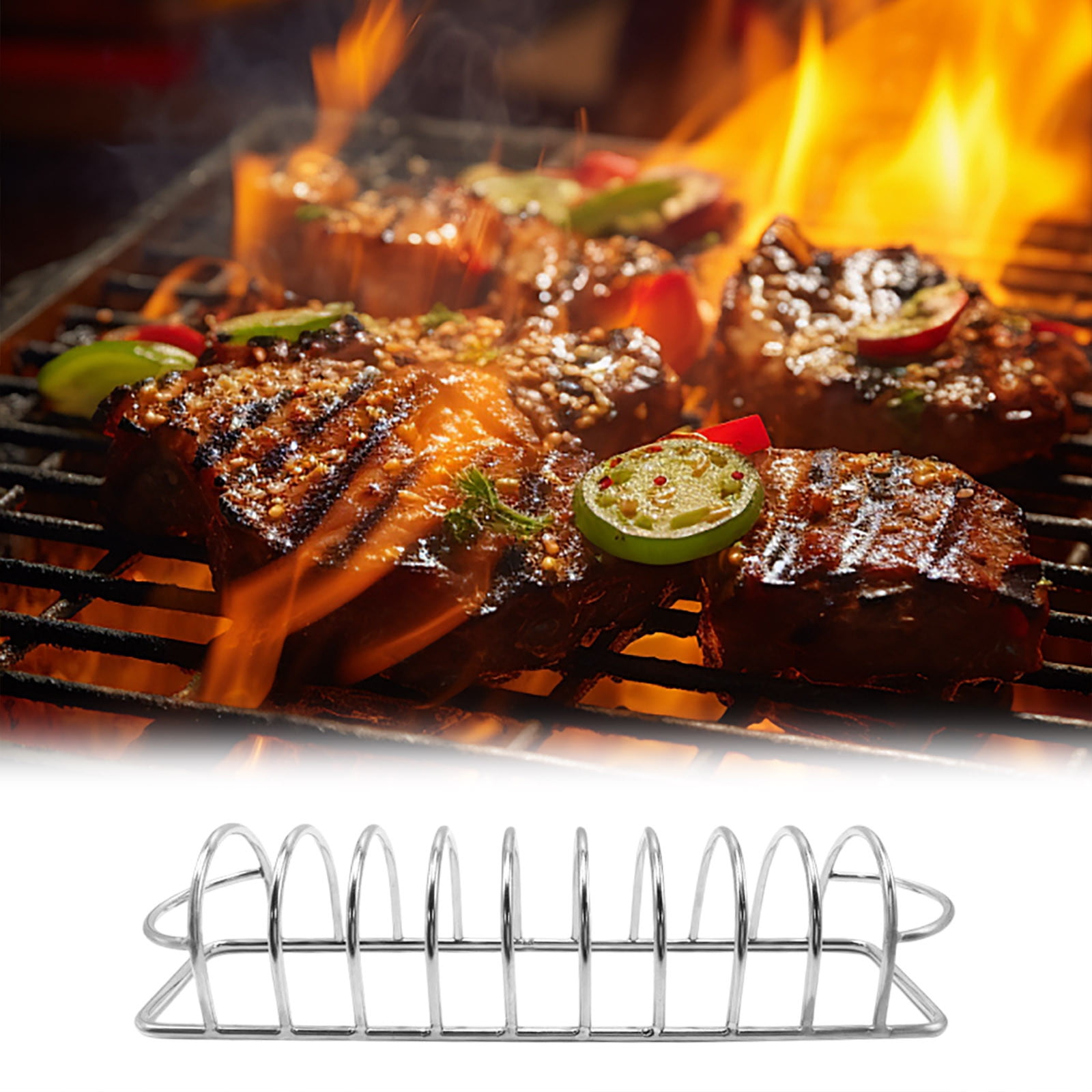 Stainless Steel Rib Rack for Grilling Portable Non-Stick Cooking Tool ...