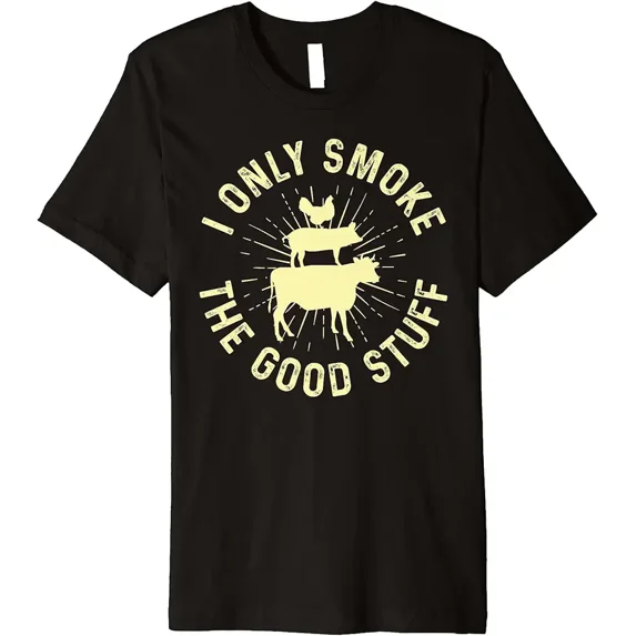 Barbecue Meat Stack Cow Pig Chicken Pitmaster Men Graphic Print Tee ...