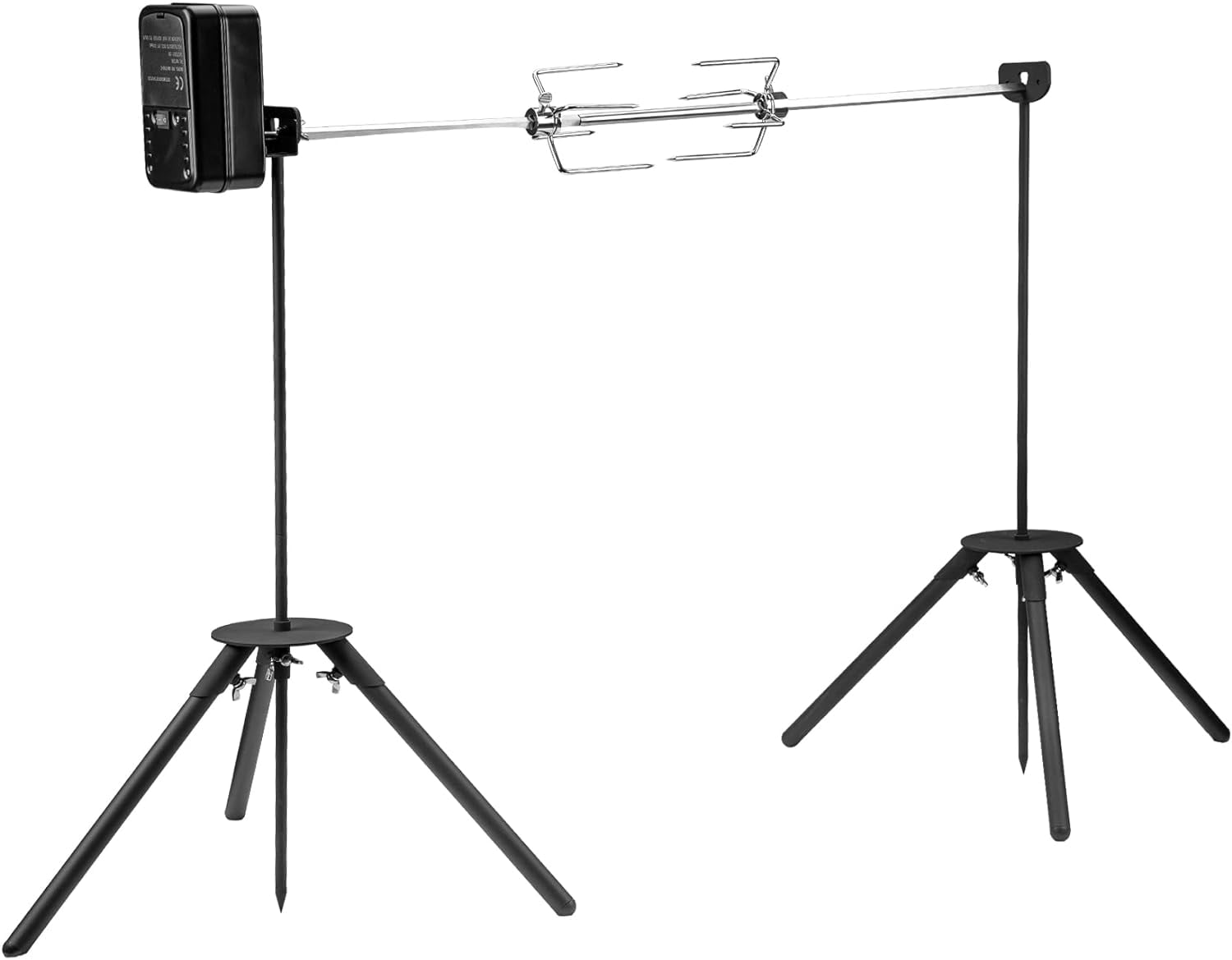 Barbecue Rotating Cordless Dual Post Open Fire Spit Rotisserie Grill ...