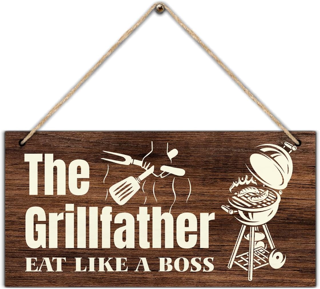 Barbecue Sign Grillfather Wood Plaque Sign Rustic Style Grilling Bbq ...