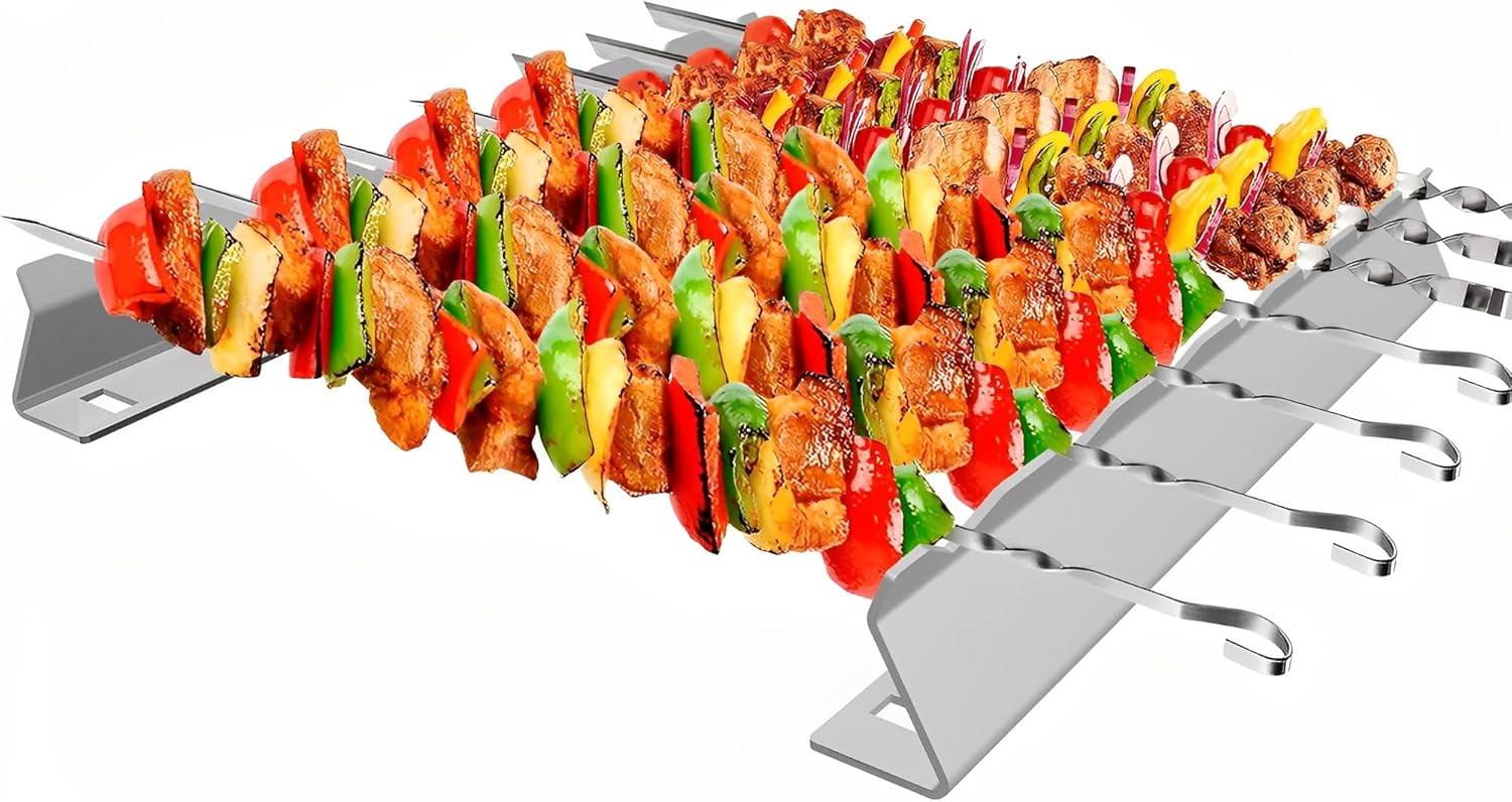 Barbecue Skewer Kabob Rack For Shish Kebab Skewers-Stainless Steel ...