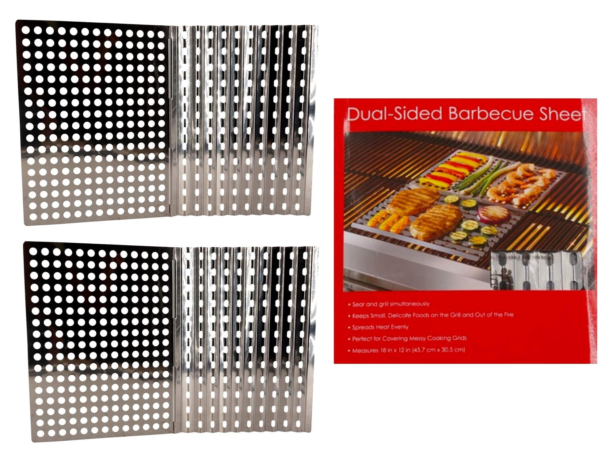 Barbecue Stainless Steel Dual-Sided Sheet (2 Pack - Each Sheet 18 in x ...