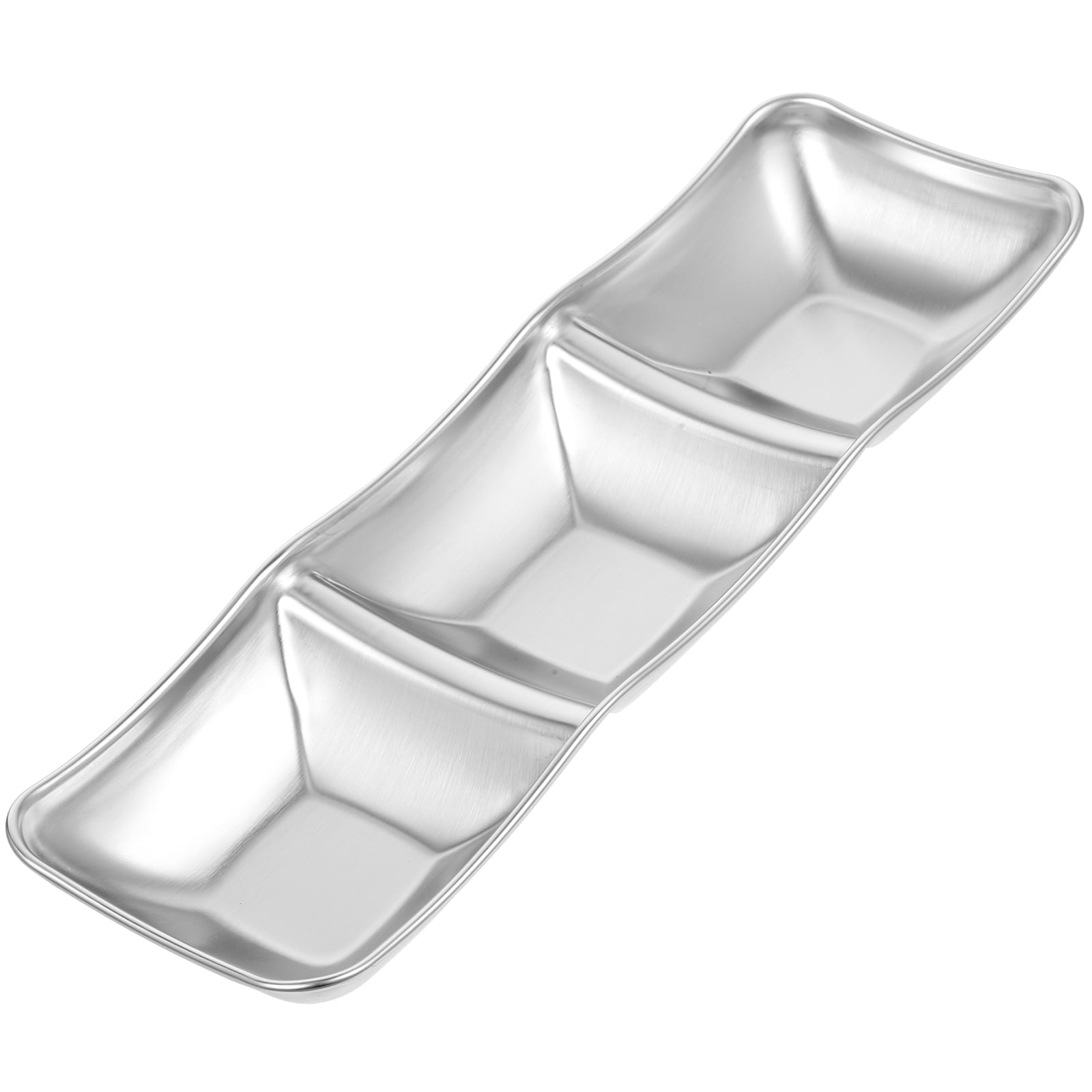 Barbecue Tableware (silver Three Grids) Dipping Dish Salt Pepper ...